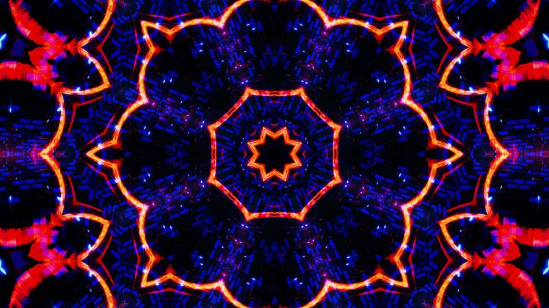 Flying in a tunnel through shimmering rings. Kaleidoscope VJ loop 12897154 Stock Video at Vecteezy
