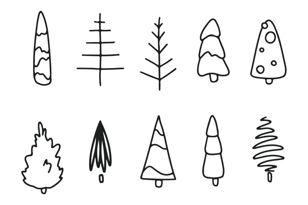 Pine Tree Line Drawing Vector Art, Icons, and Graphics for Free Download