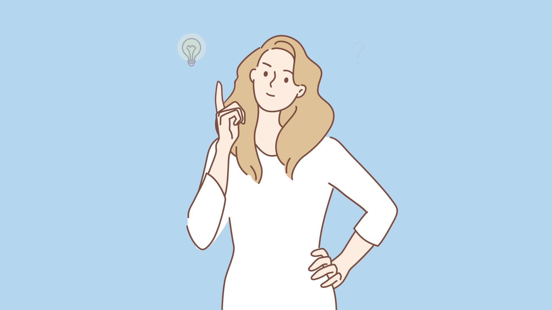 Young Woman Thinking Of Problem Solution Finding Innovative Idea Or Answer Female Consider Or