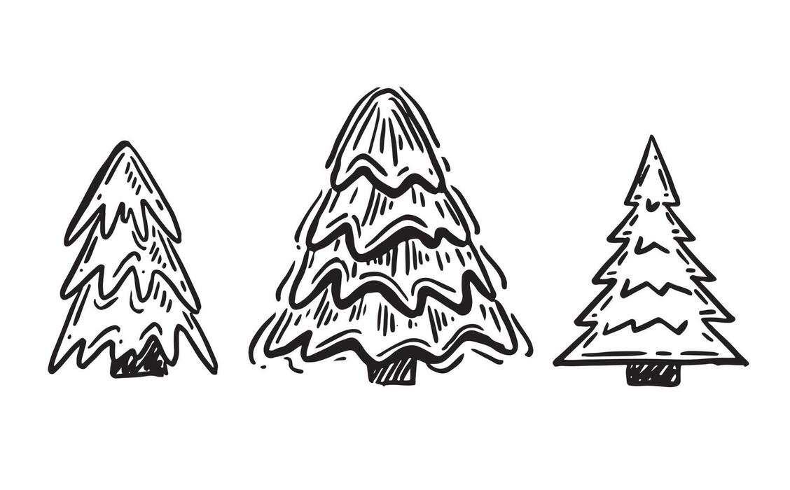 Pine Tree Line Drawing Vector Art, Icons, and Graphics for Free Download