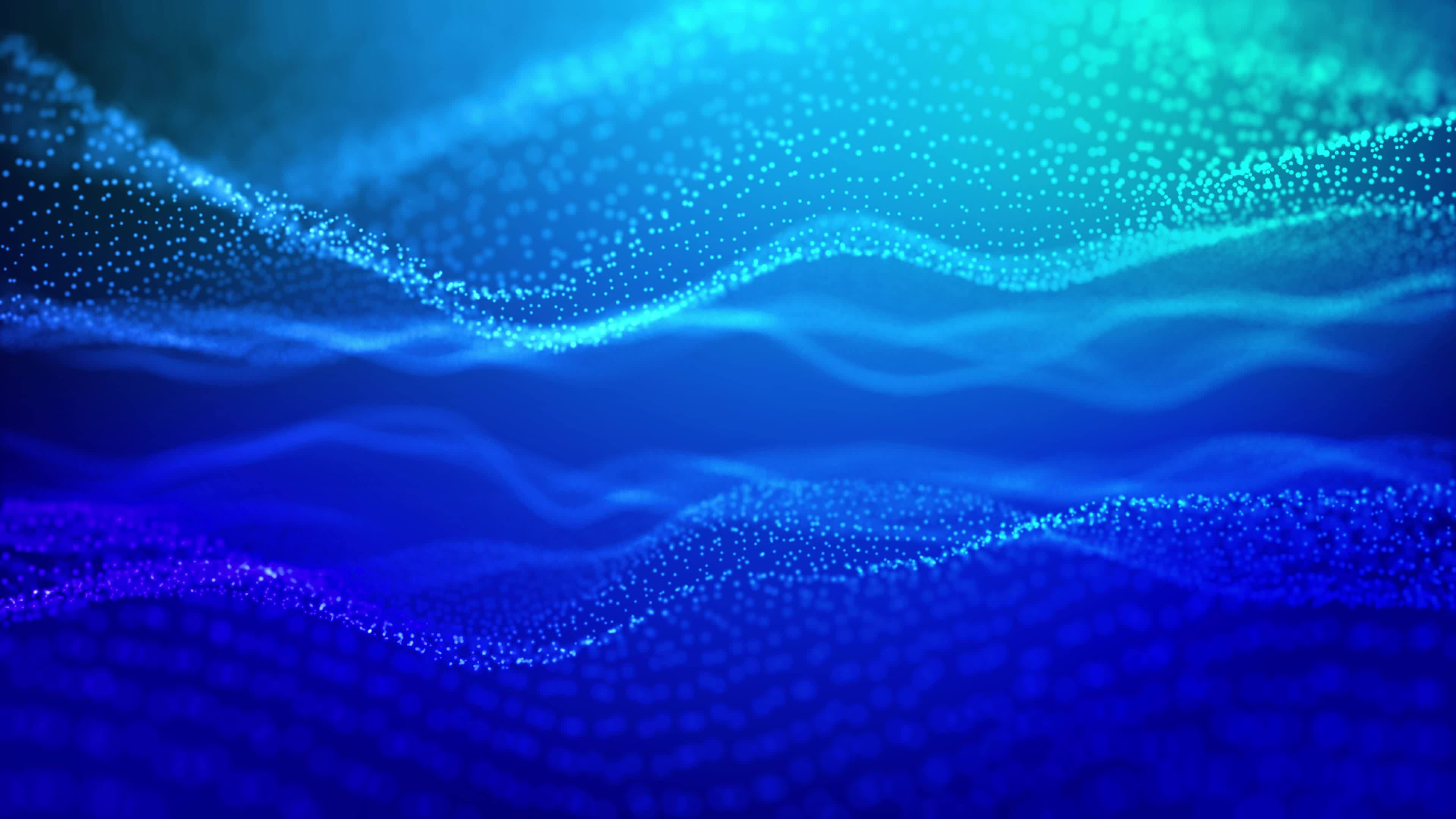 Digital blue color wave particles and light with bokeh, Cyberspace, and ...