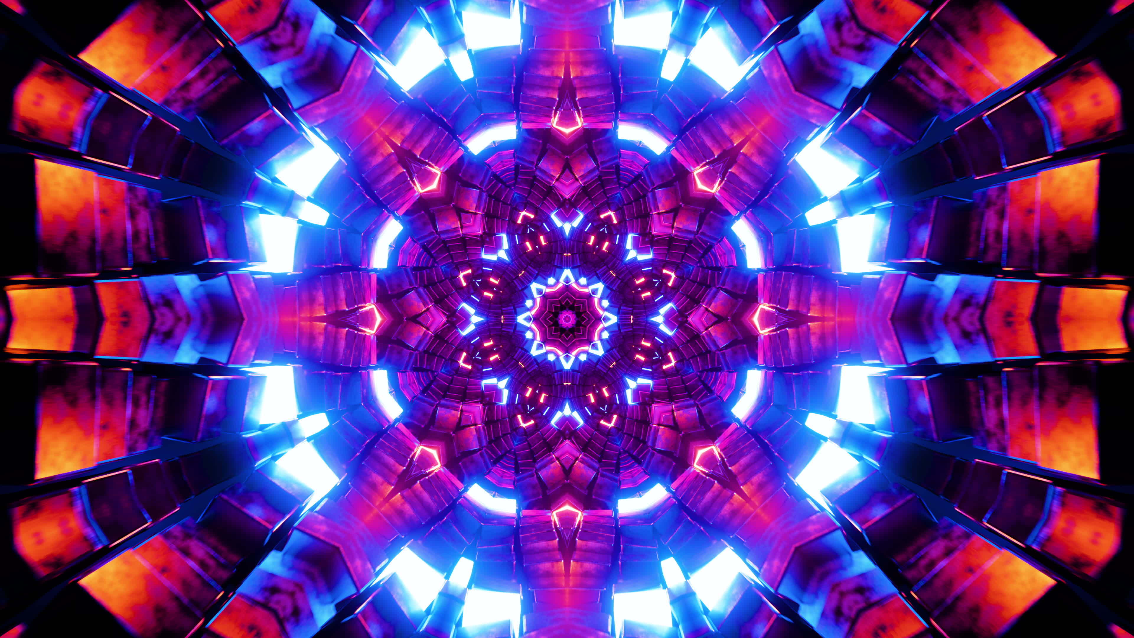 Flying In A Tunnel With Glowing Cubes Infinitely Looped Animation