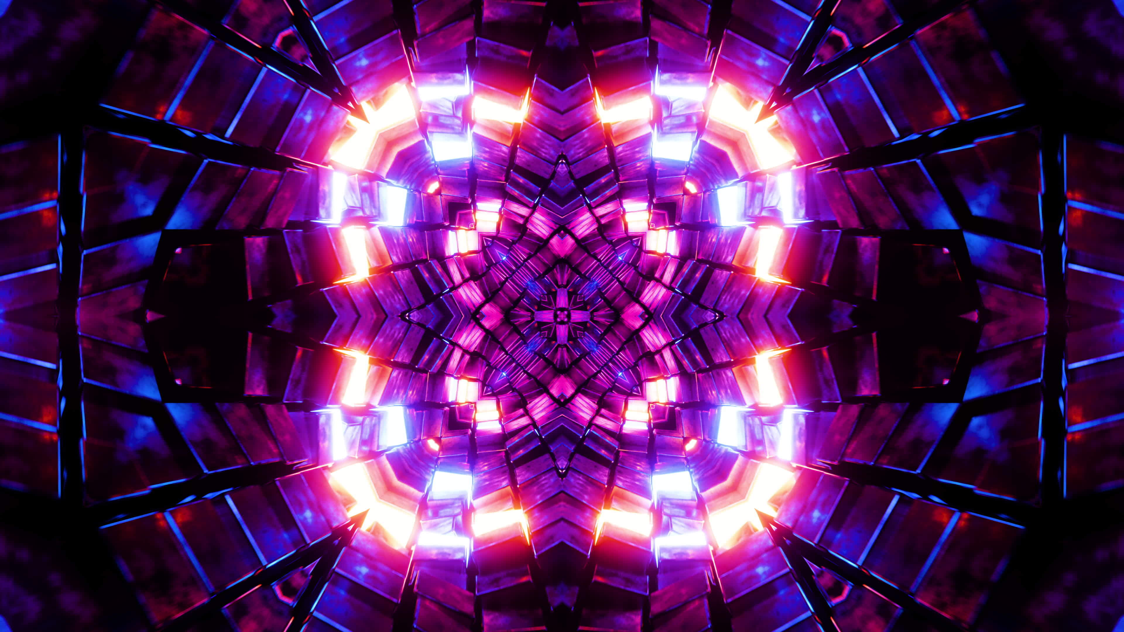 Flying In A Tunnel With Glowing Cubes Infinitely Looped Animation