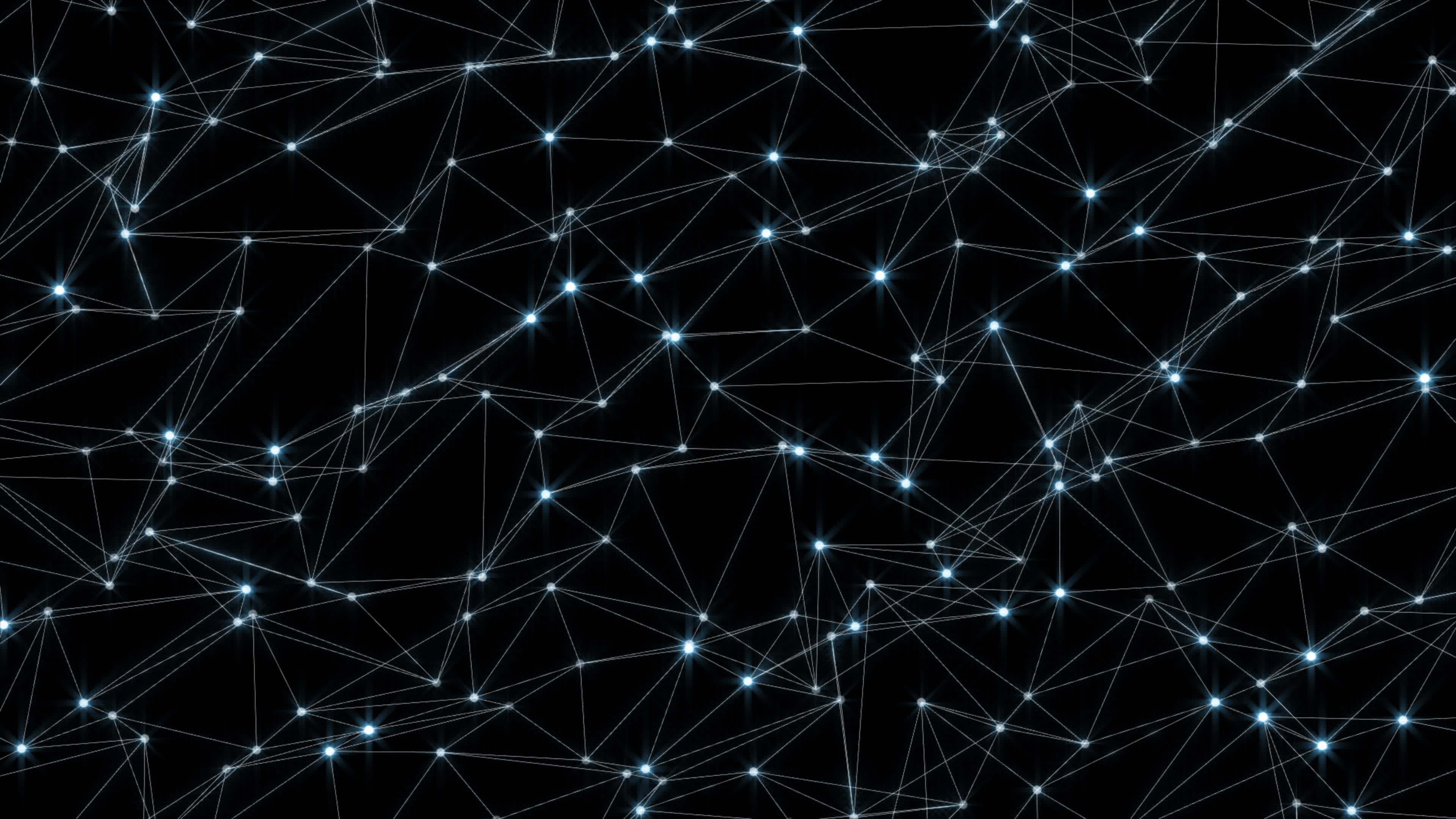 Abstract Digital Connection Moving Dots And Lines Plexus Stars Glow