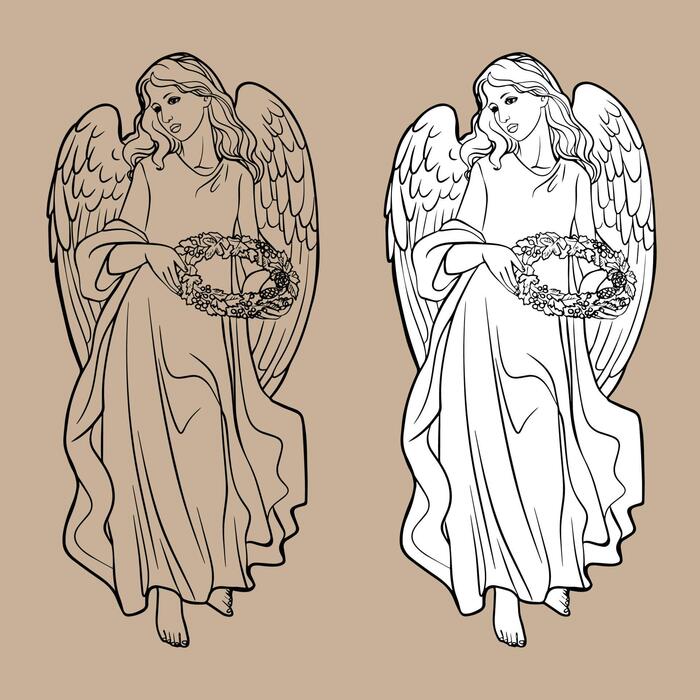 Angel Line Drawing Vector Art, Icons, and Graphics for Free Download