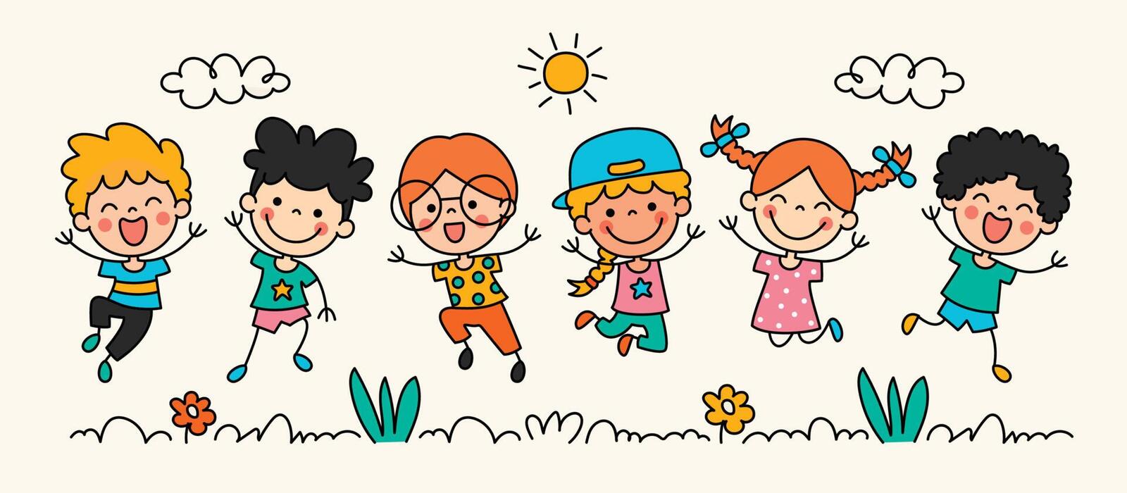 Kids Line Drawing Vector Art, Icons, and Graphics for Free Download