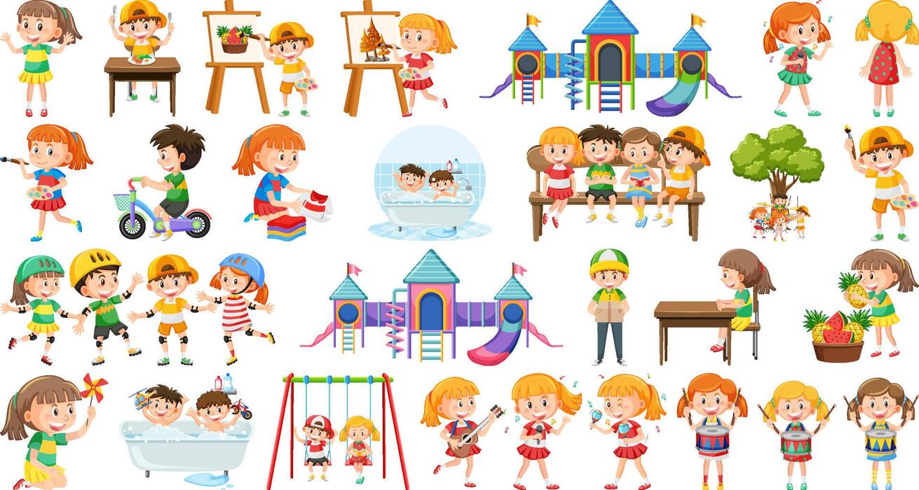 Kids Playing Clipart Vector Art, Icons, and Graphics for Free Download