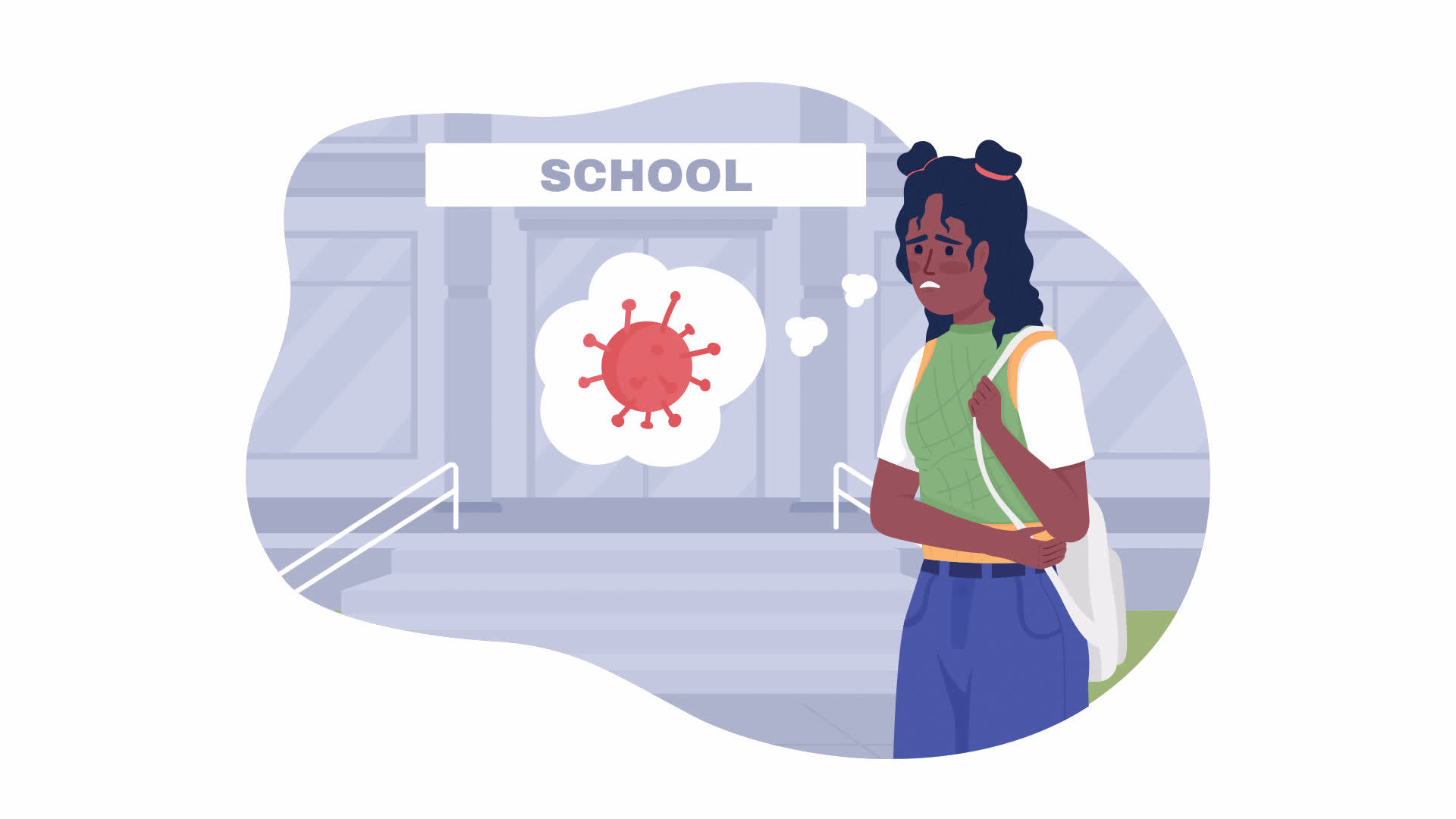 Animated isolated school after covid. Looped flat 2D character HD video ...