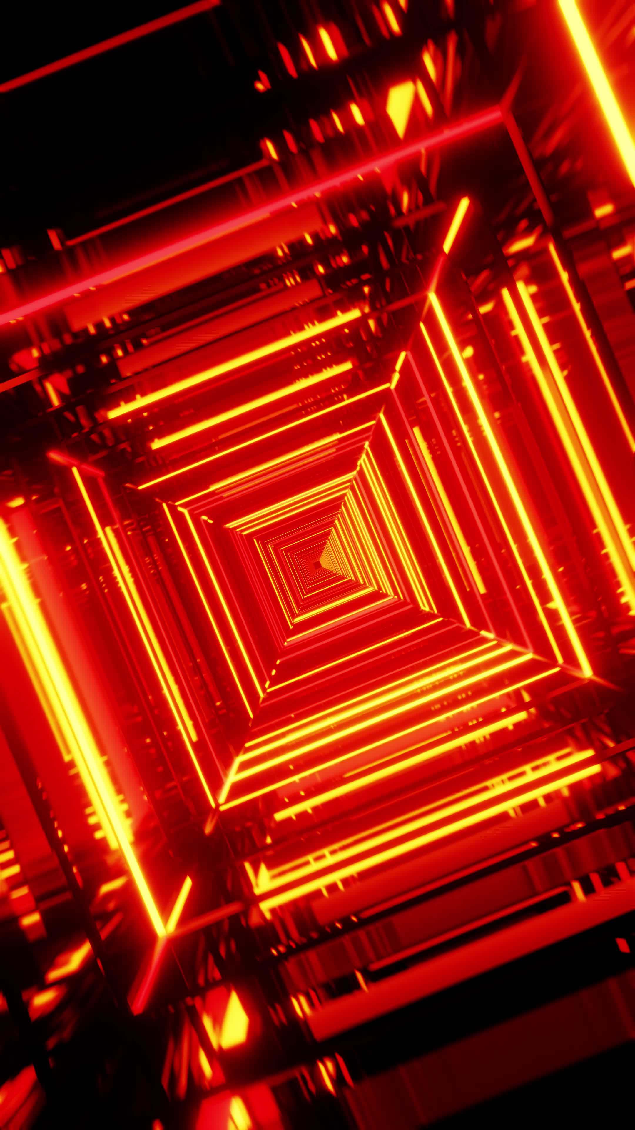 Vertical Loop Animation Endless Abstract Futuristic Tunnel With Multicolored Neon Lights