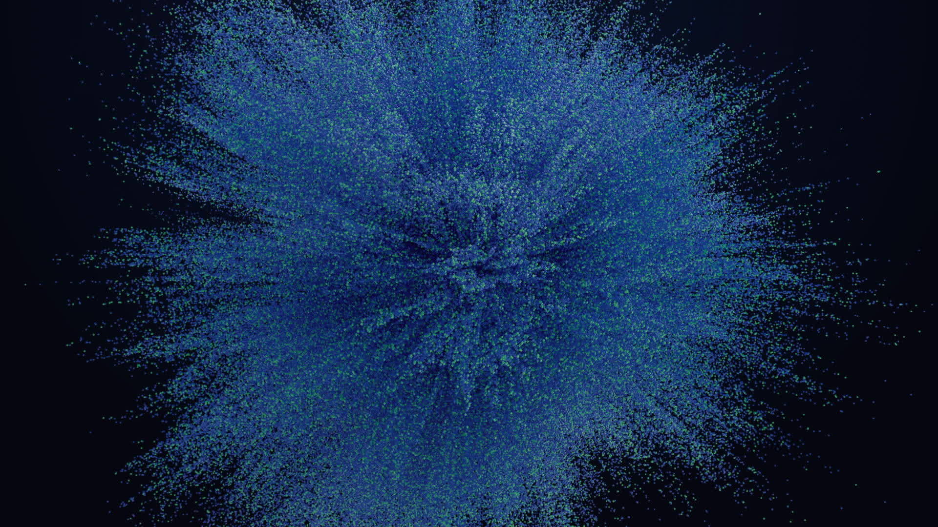 Blue powder ball explosion in slow motion and freeze motion on black background . Abstract dust ...