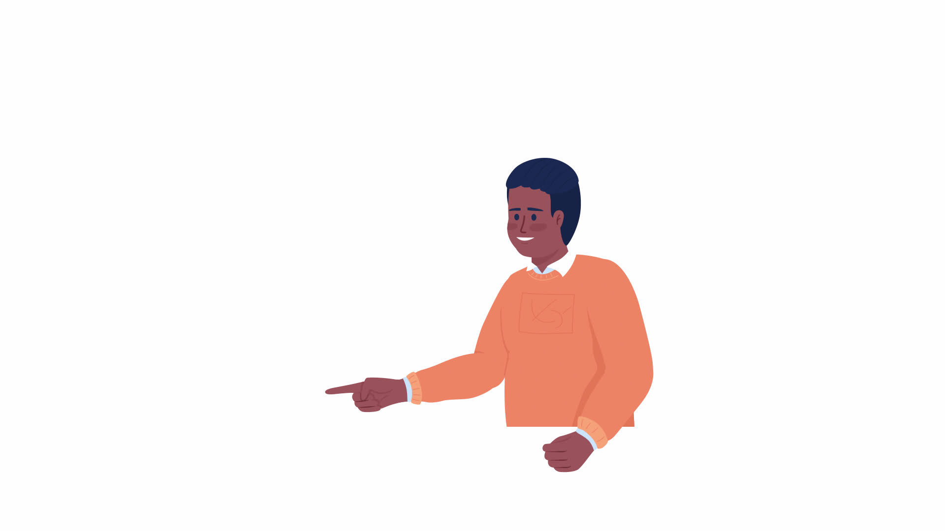 Animated smart male character. Smiling boy with speech balloon. Full ...