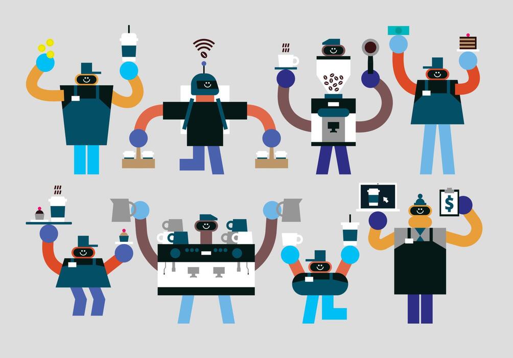 Robot Character Set Vector Art Icons And Graphics For Free Download