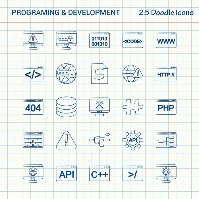 Coding Doodle Vector Art, Icons, and Graphics for Free Download