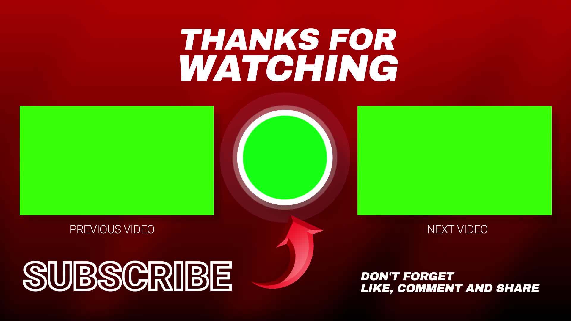 end screen video with text thanks for watching and subscribe Comment Share with arrow Green ...