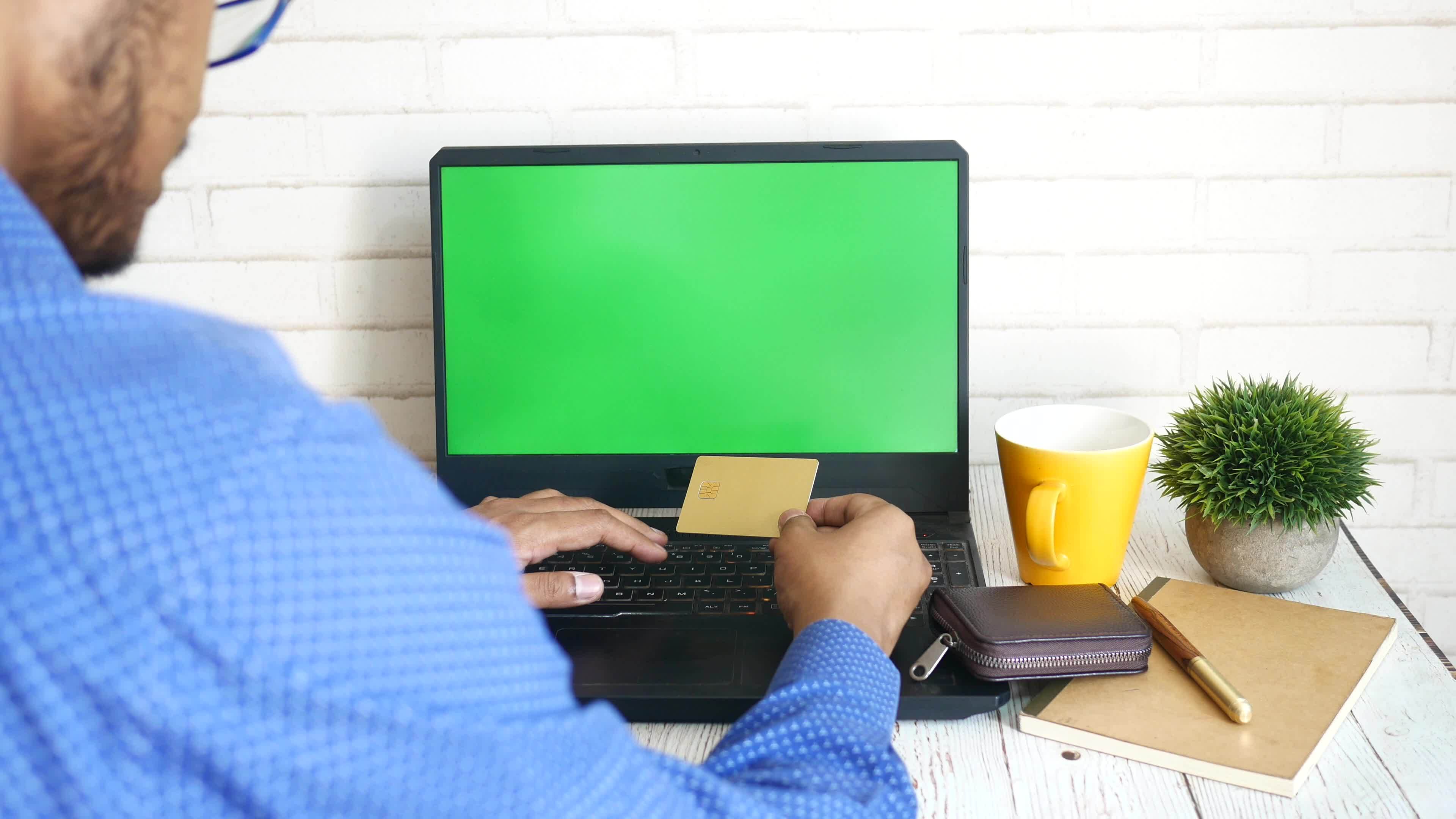 Man Typing His Credit Card Info In Computer 14143756 Stock Video At Vecteezy