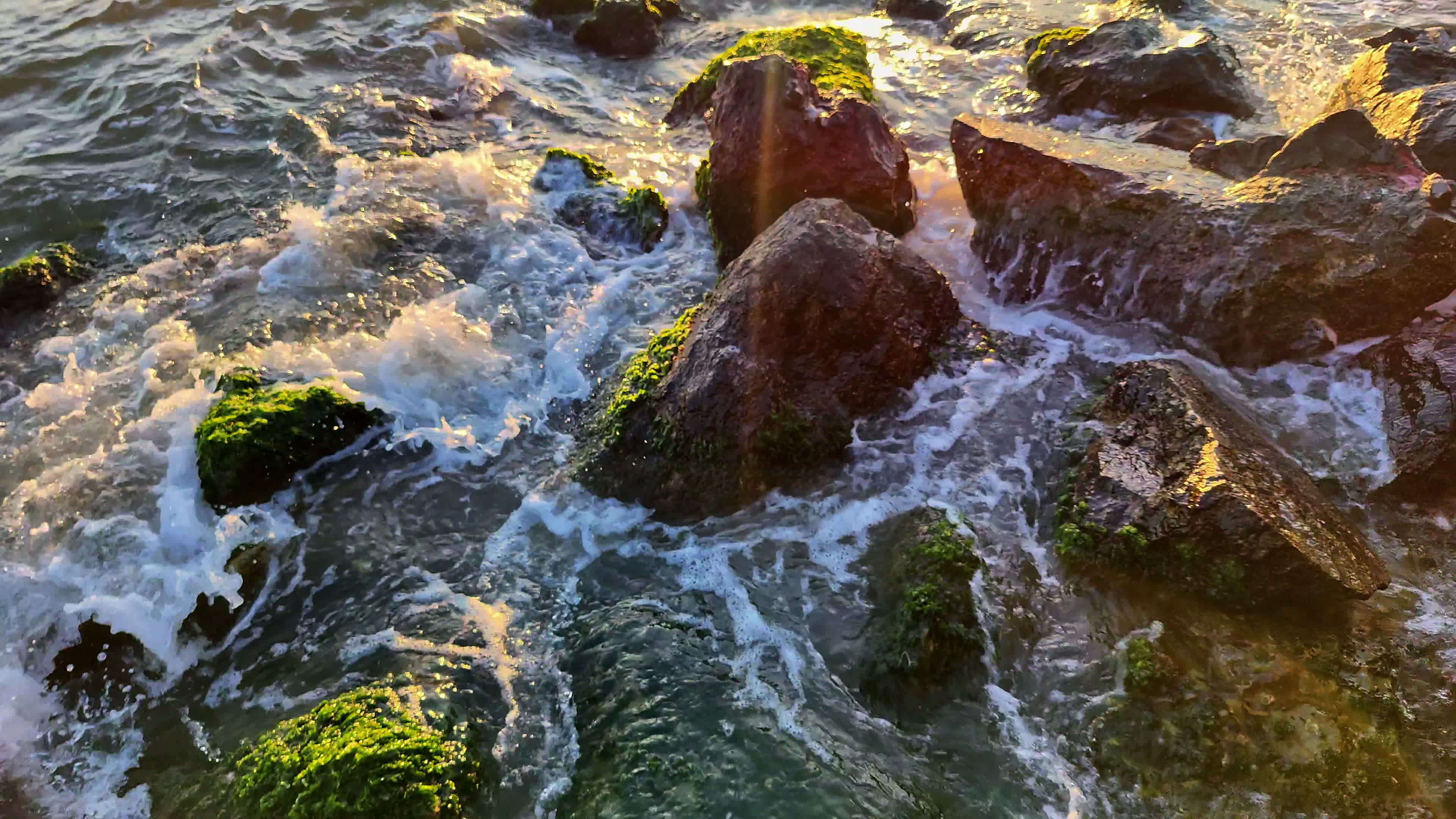 Ocean Water Waves Crashing Rocks 14198499 Stock Video at Vecteezy