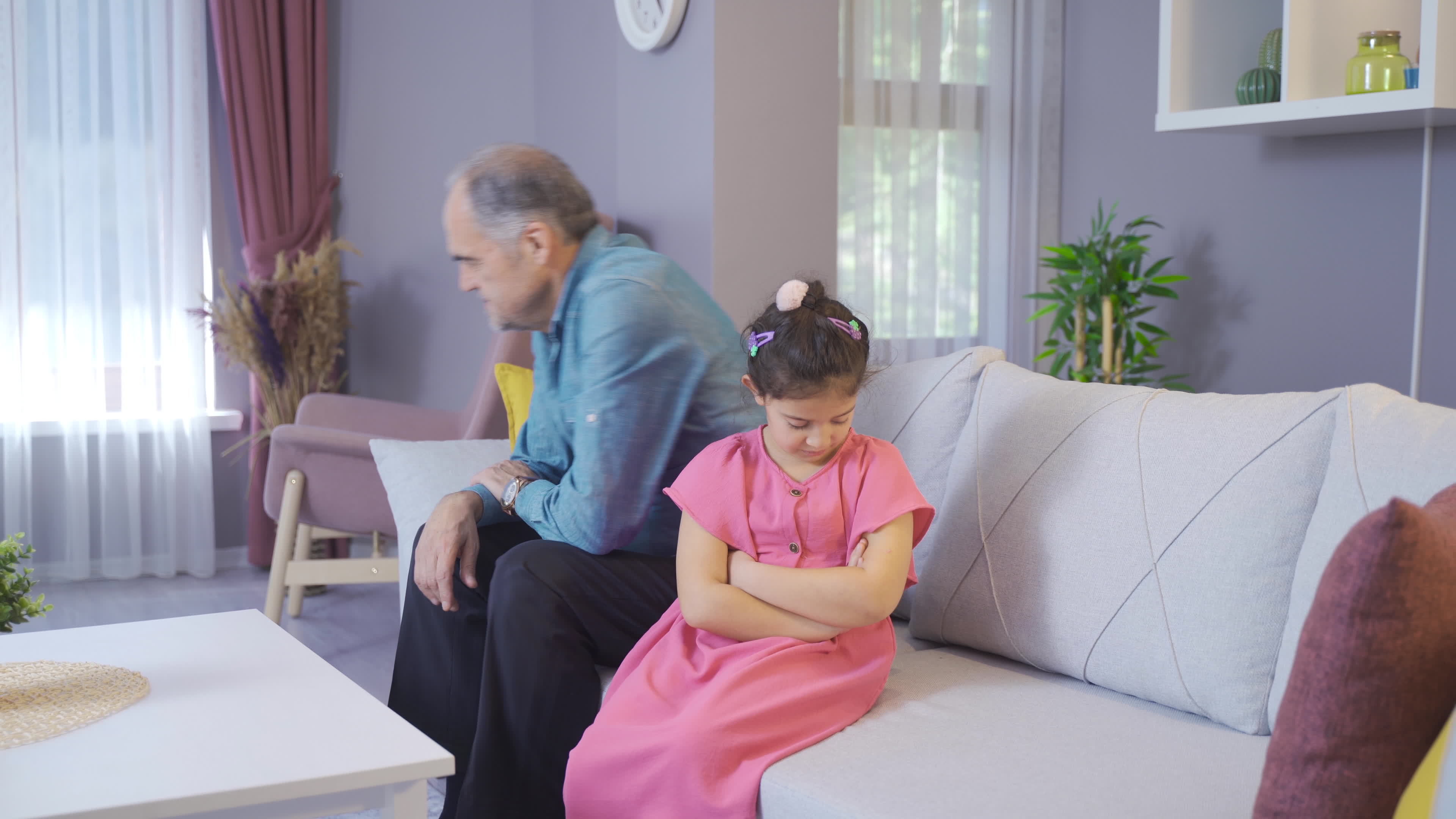 The Grandfather Is Reconciling With His Granddaughter The Girl Is