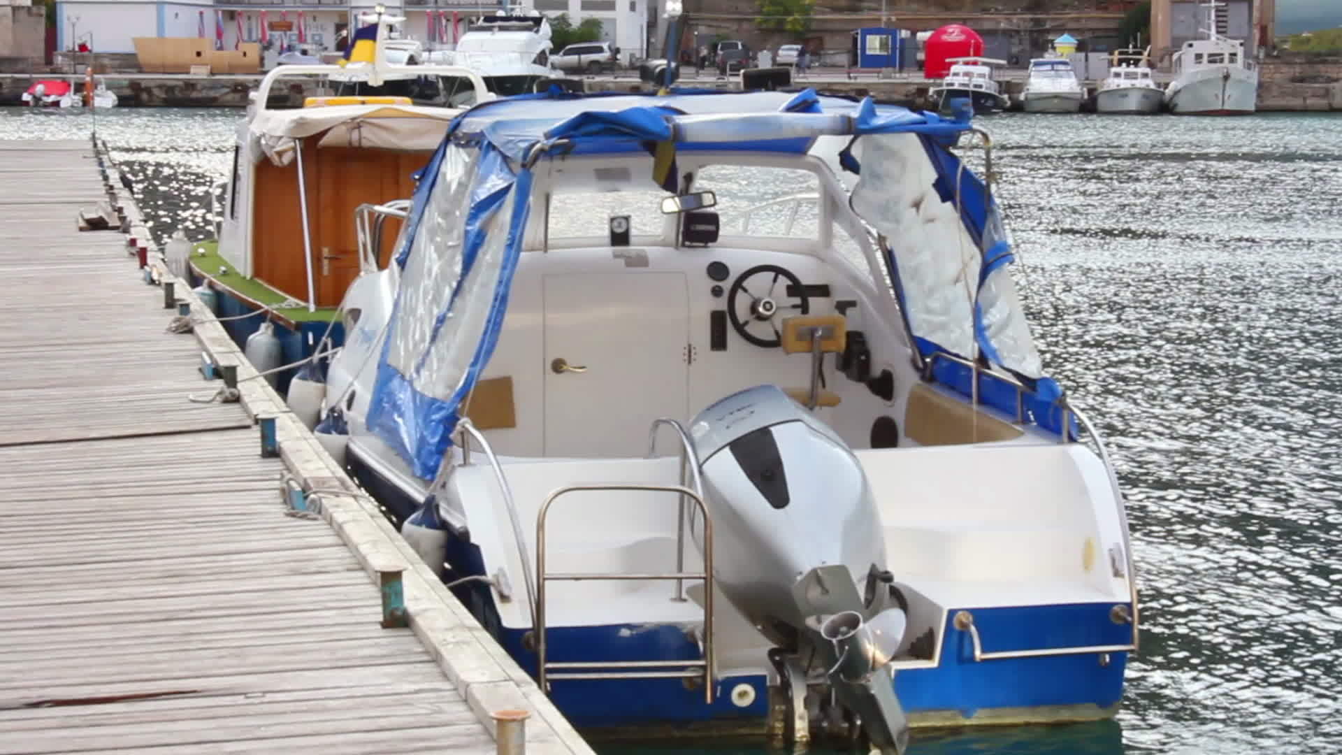 Bay with boats 14283351 Stock Video at Vecteezy