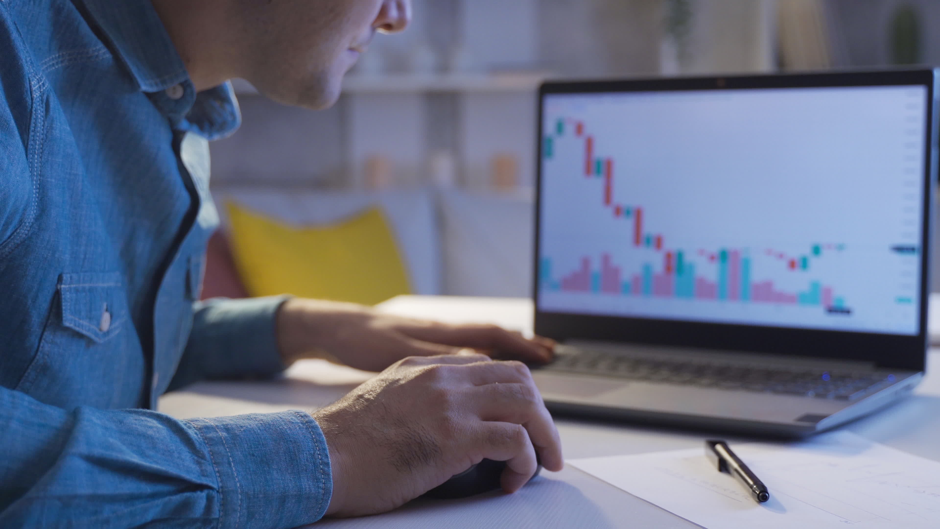 Man Looking And Analyzing Stock Market Data Trader Looking And