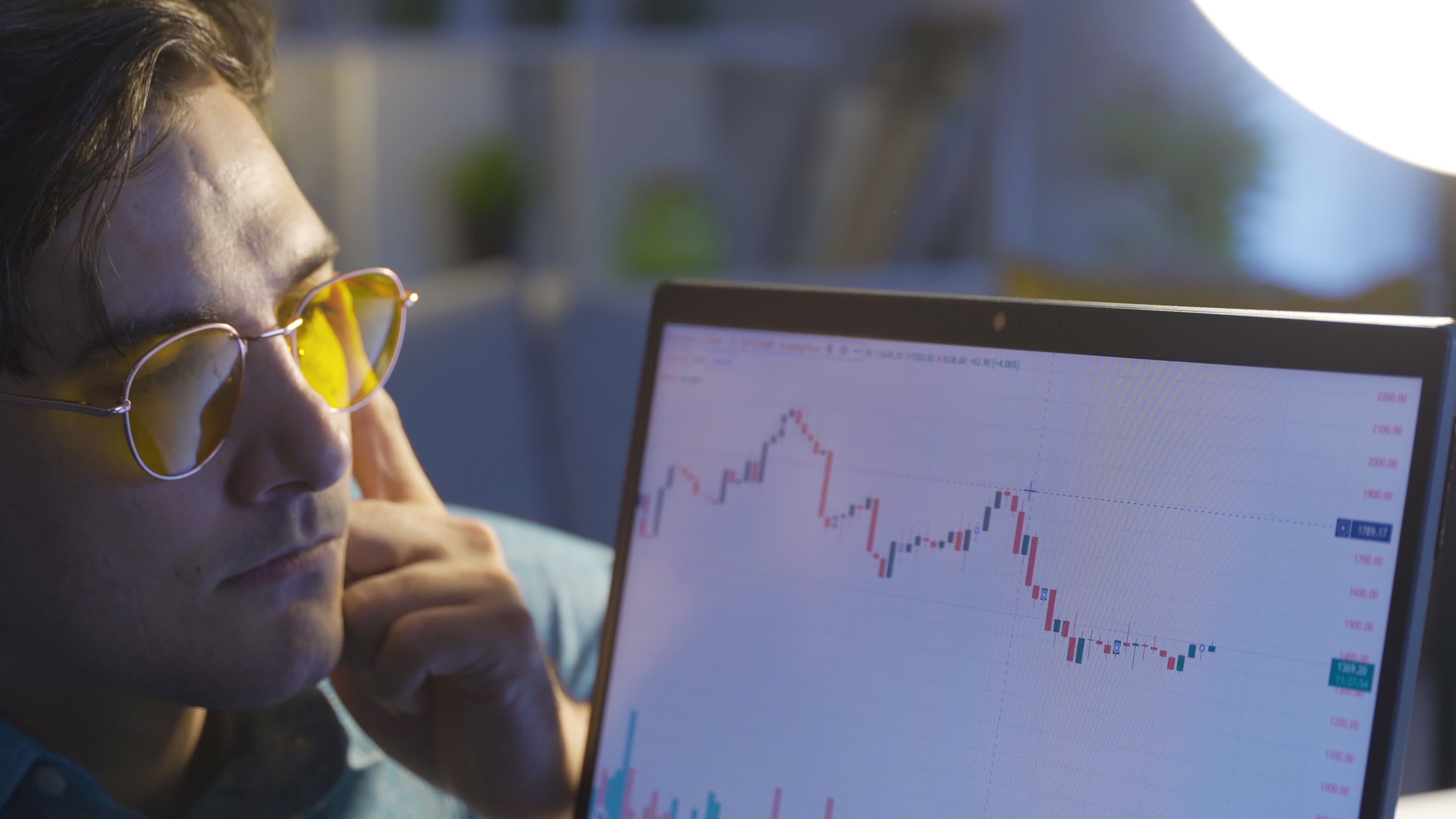 A Trader Analyzing The Chart Of A Stock Market Chart Man Analyzing