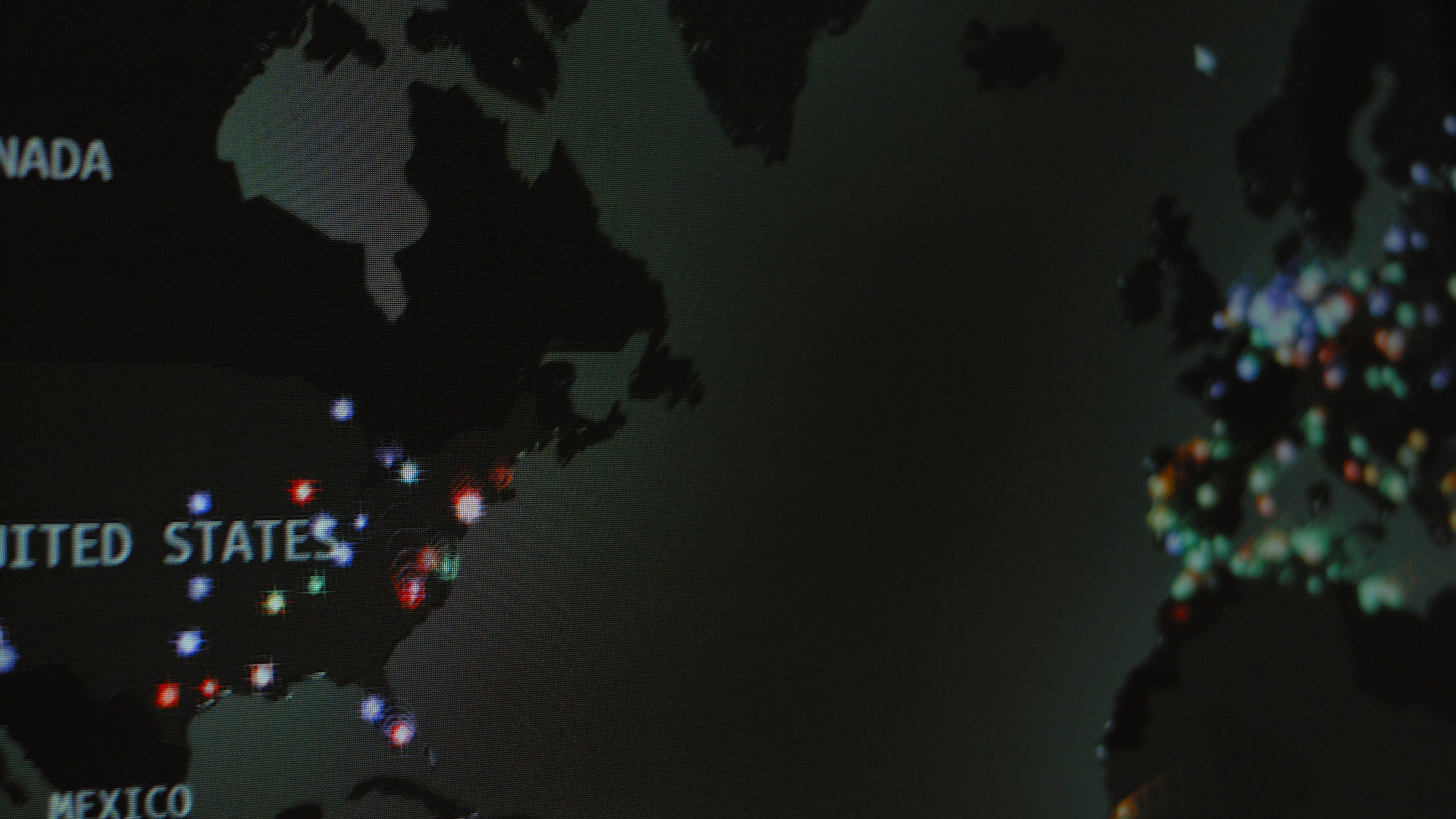 World Map With Different Targets For Cyber Attack Hacking And Technology Concept Macro