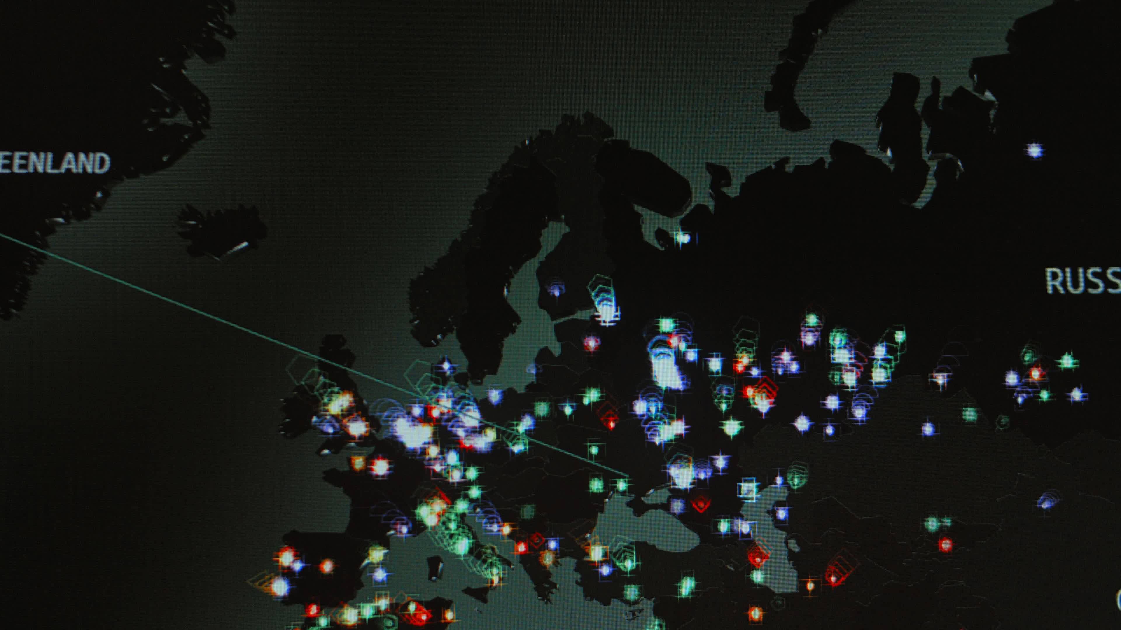 World map with different targets for cyber attack. Hacking and ...