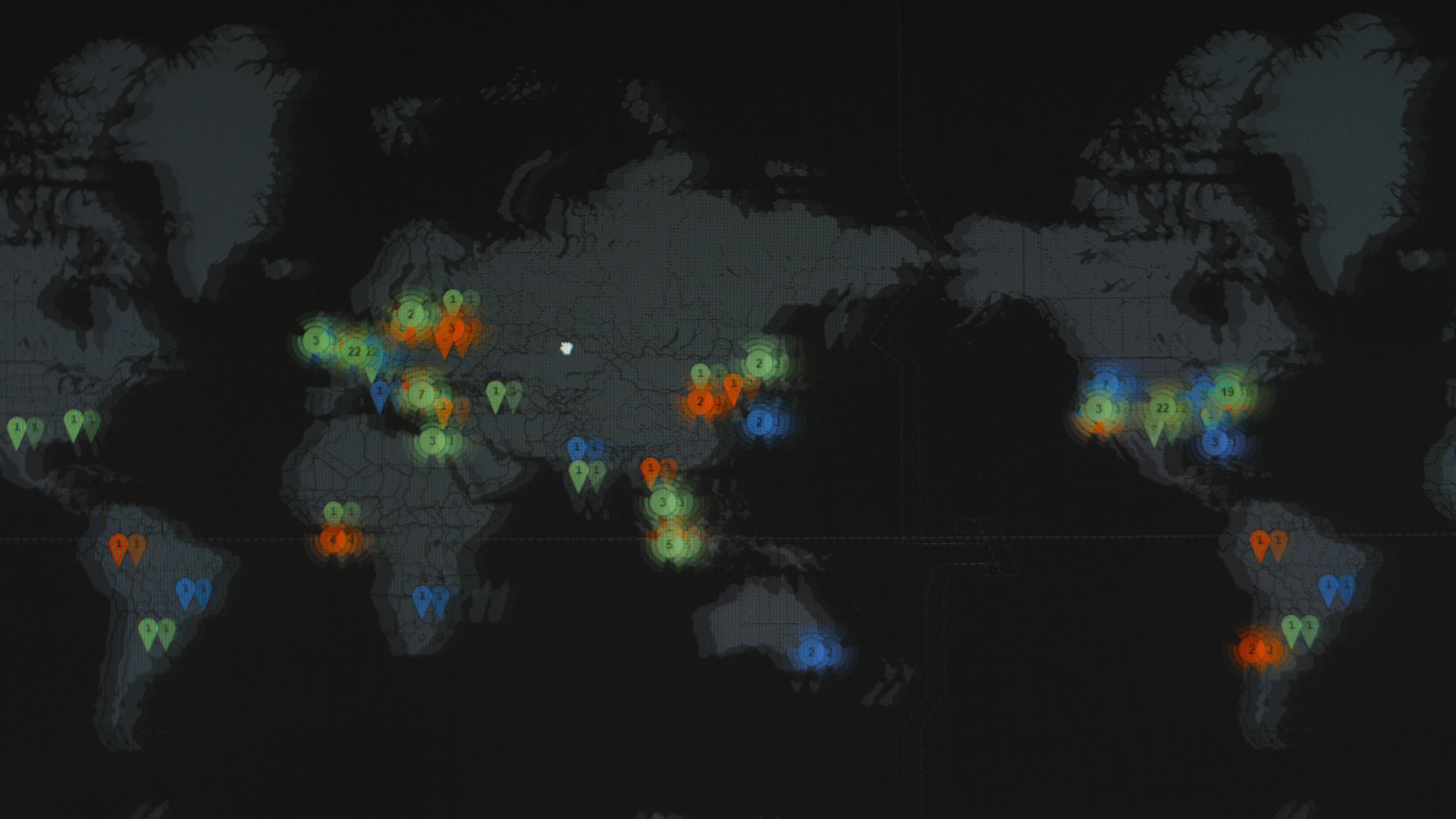 World Map With Different Targets For Cyber Attack Hacking And Technology Concept Macro