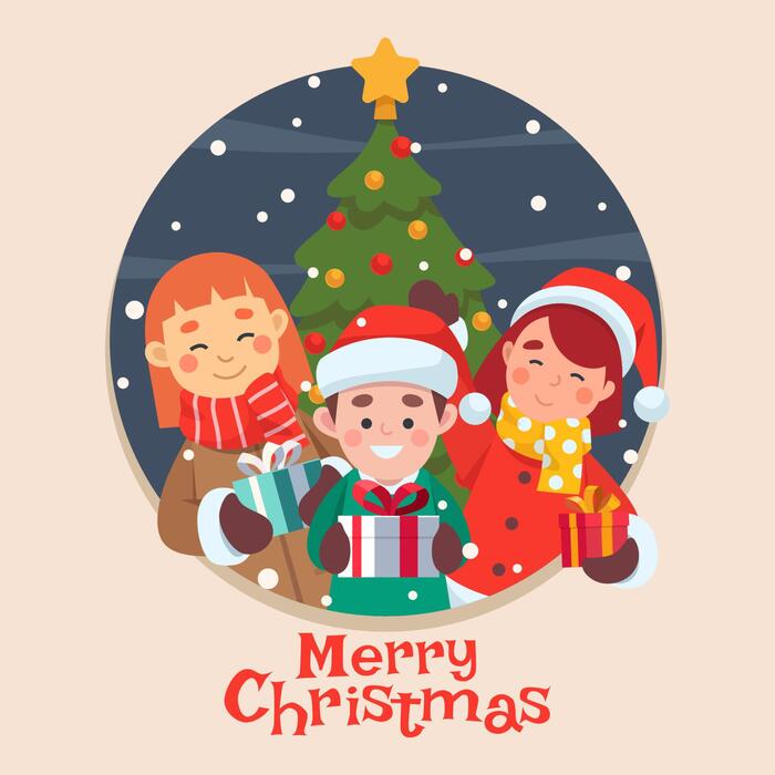 Merry Christmas Kids Vector Art, Icons, and Graphics for Free Download