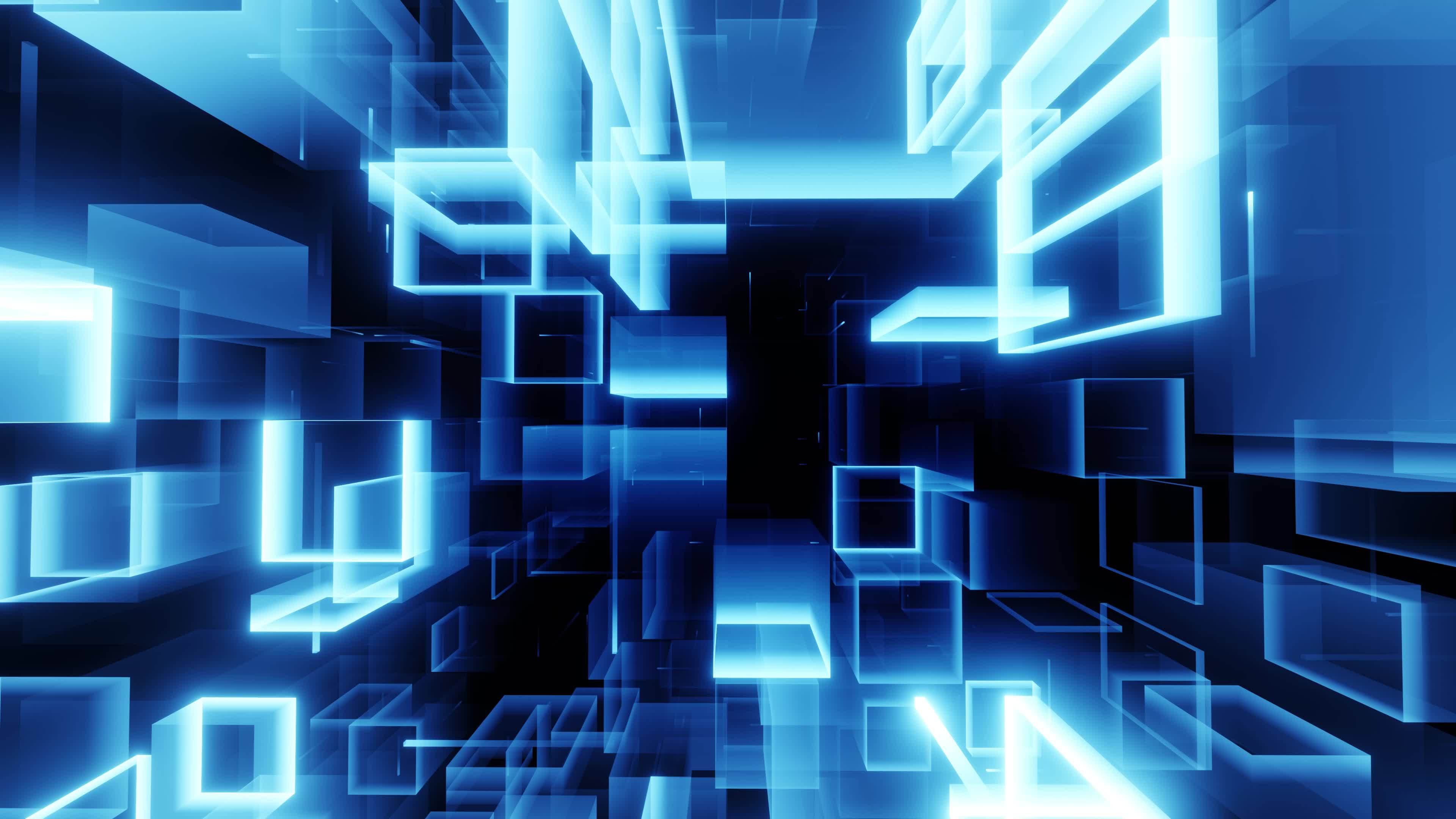 Futuristic Square tunnel box background, blue colour, 4k resolution ...