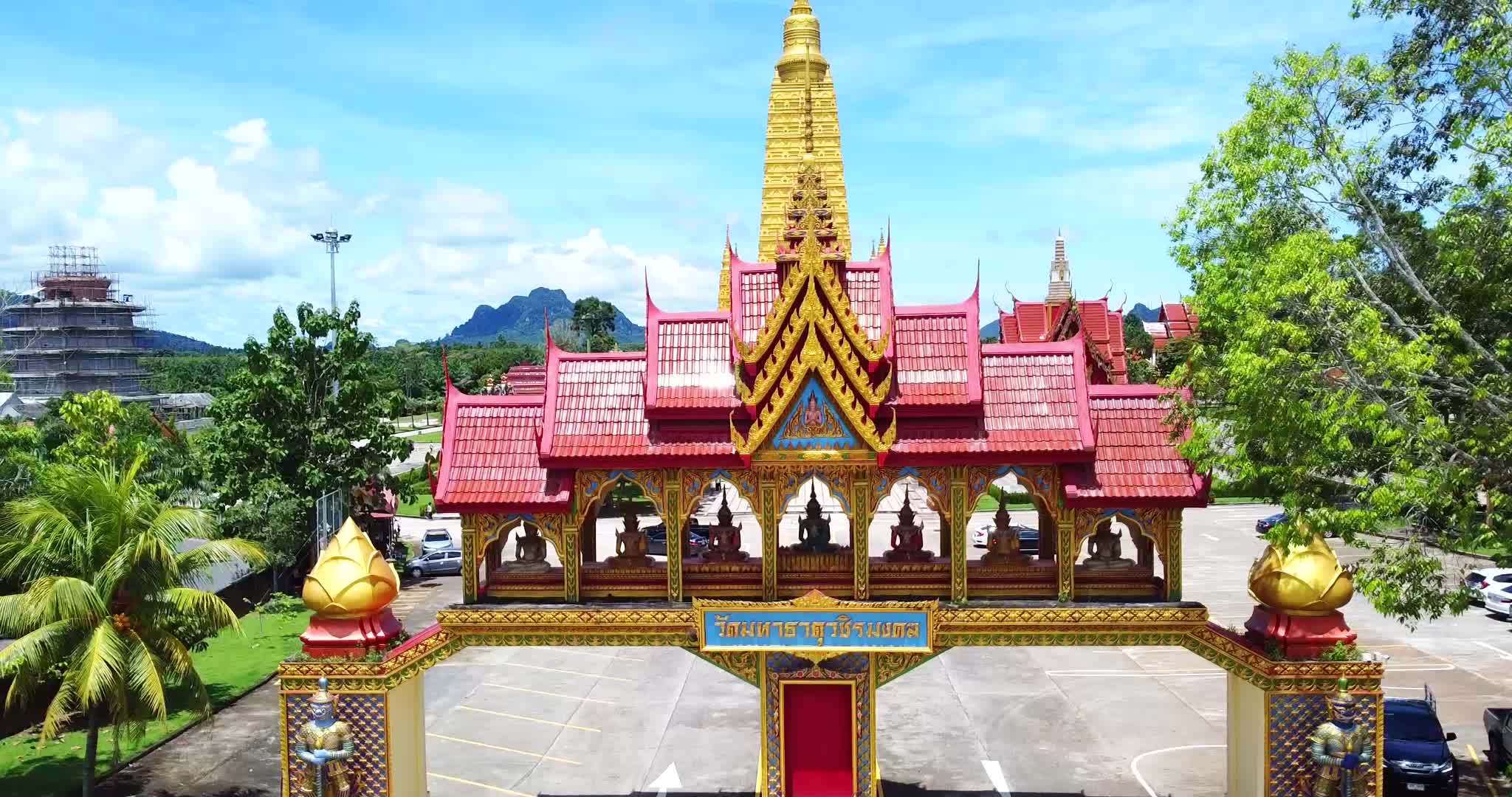 Amazing big beautiful temple in Thailand. Amazing concept of Thailand. Wat Bang Tong, Krabi ...