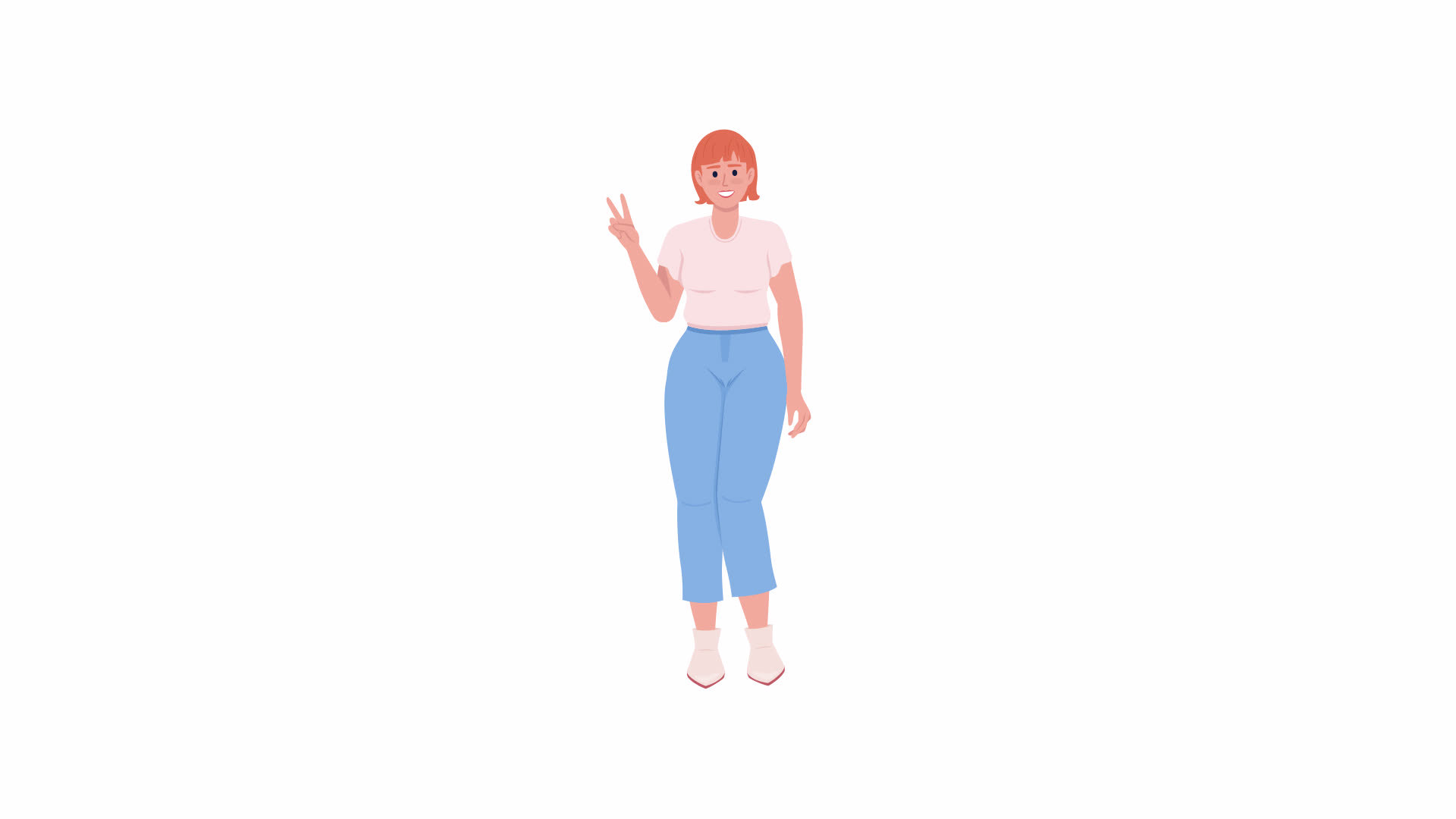 Animated attractive woman character. Body positive lifestyle. Full body ...