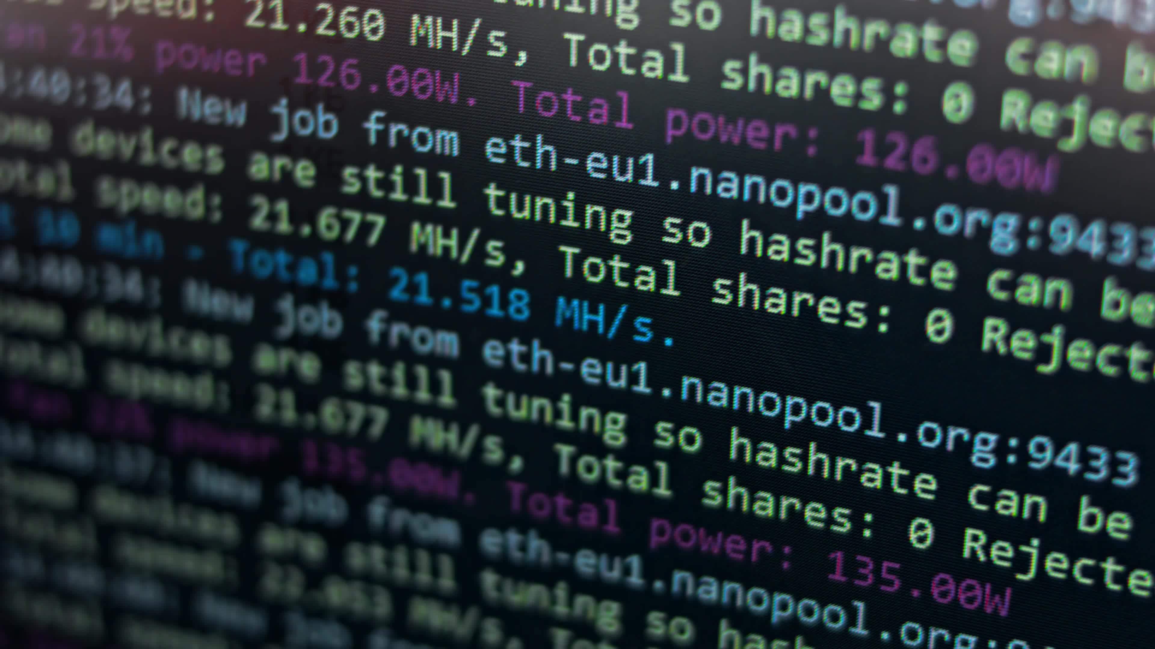 Cryptocurrency Mining On A Computer Screen The Algorithm Of The Computer Program On The Monitor