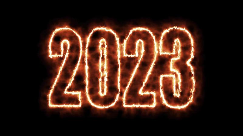 Text 2023 animation Isolated on black background, 2023 new year, design ...