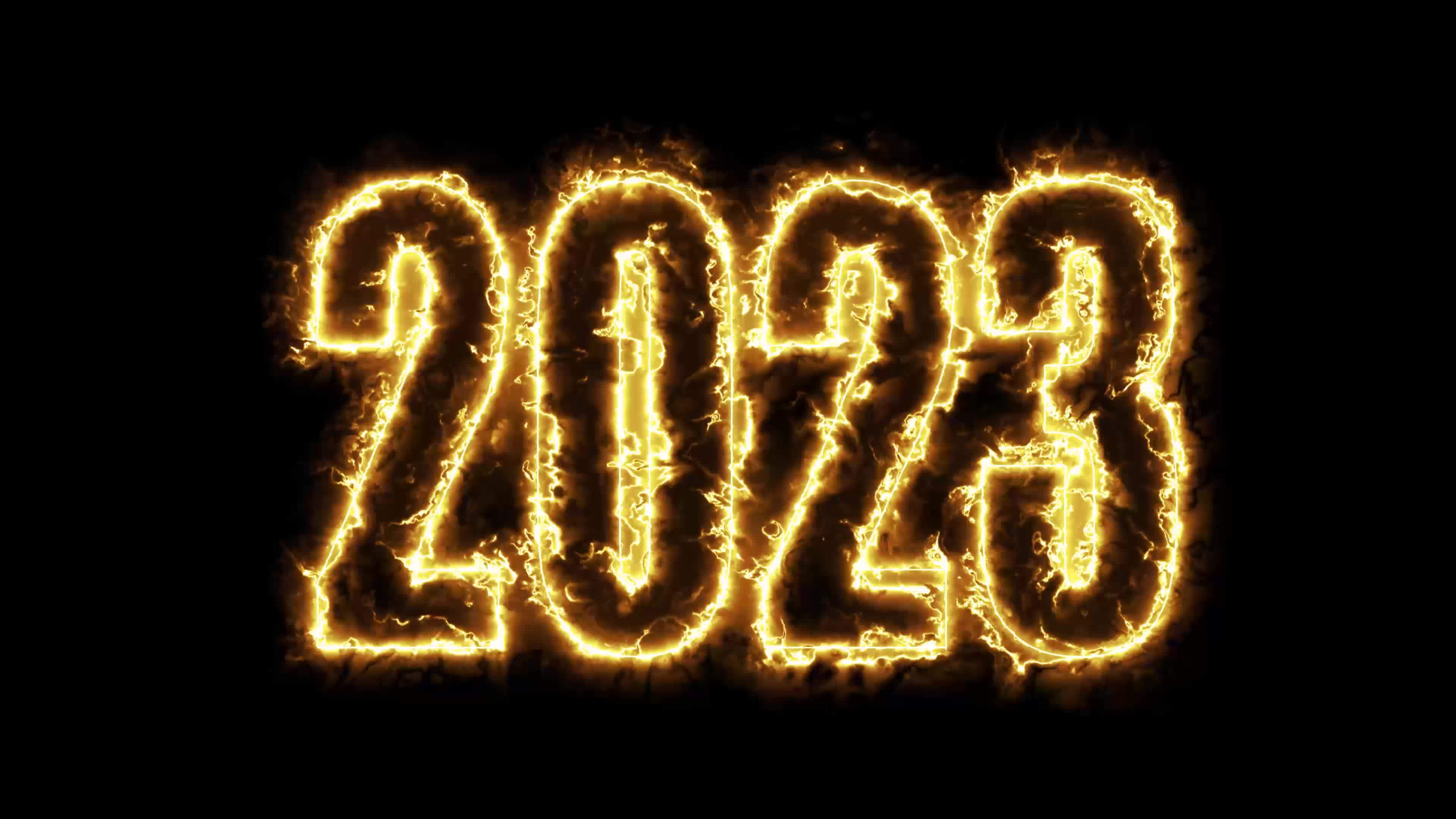 Text 2023 animation Isolated on black background, 2023 new year, design ...