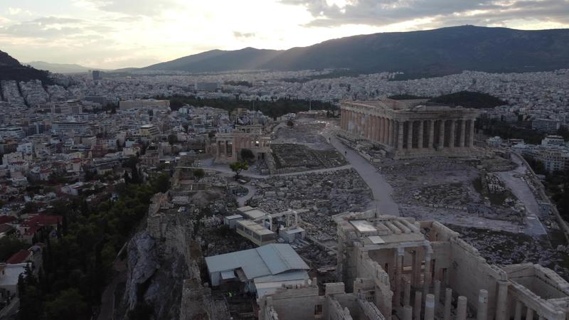 Acropolis and Parthenon Temple in Athens Aerial View, Greece 15153748 Stock Video at Vecteezy