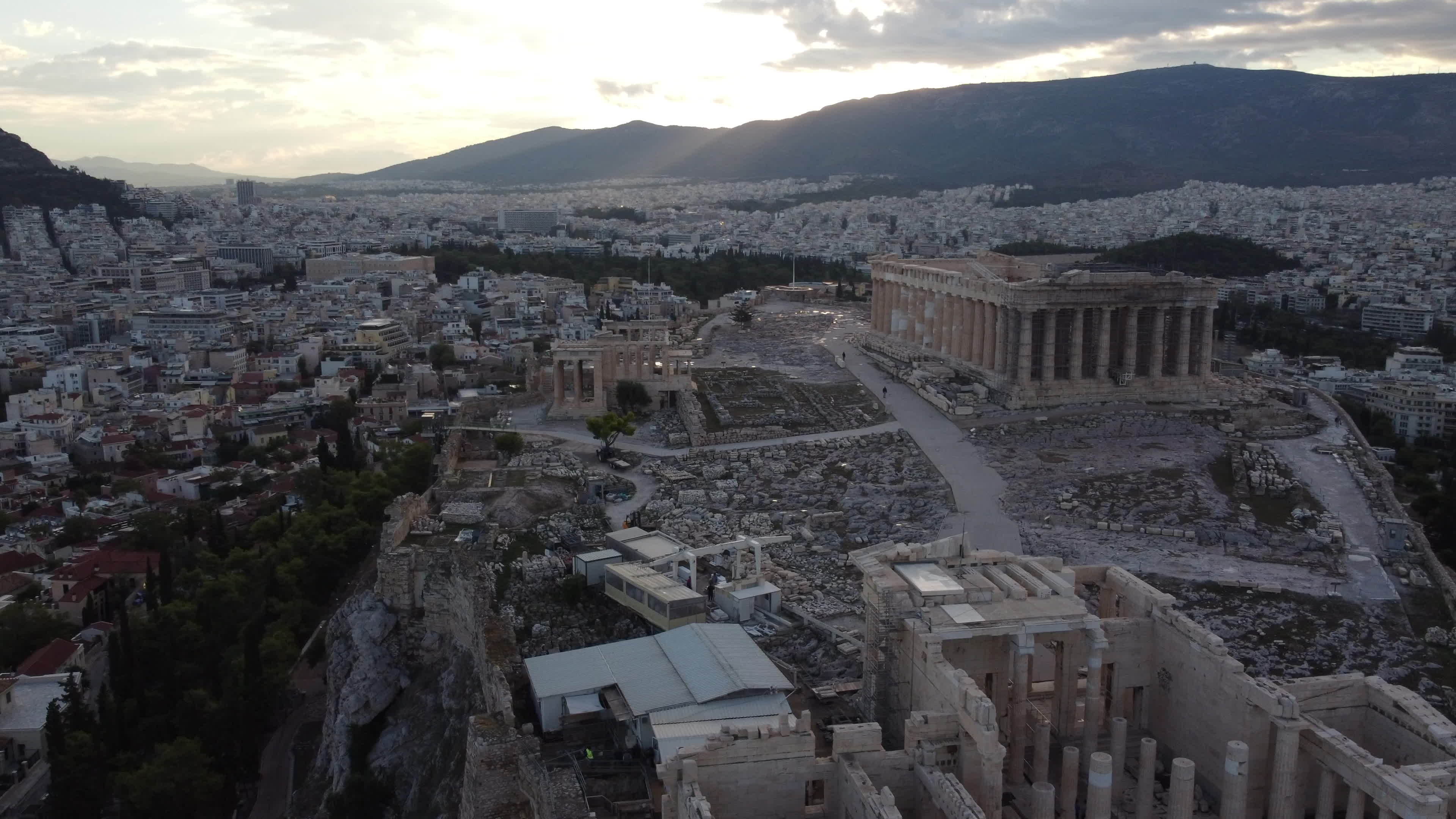 Acropolis and Parthenon Temple in Athens Aerial View, Greece 15153748 Stock Video at Vecteezy