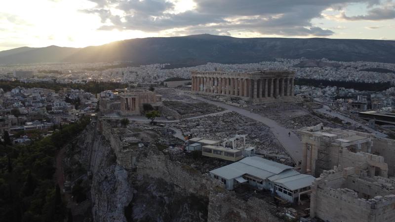 Acropolis and Parthenon Temple in Athens Aerial View, Greece 15285715 Stock Video at Vecteezy