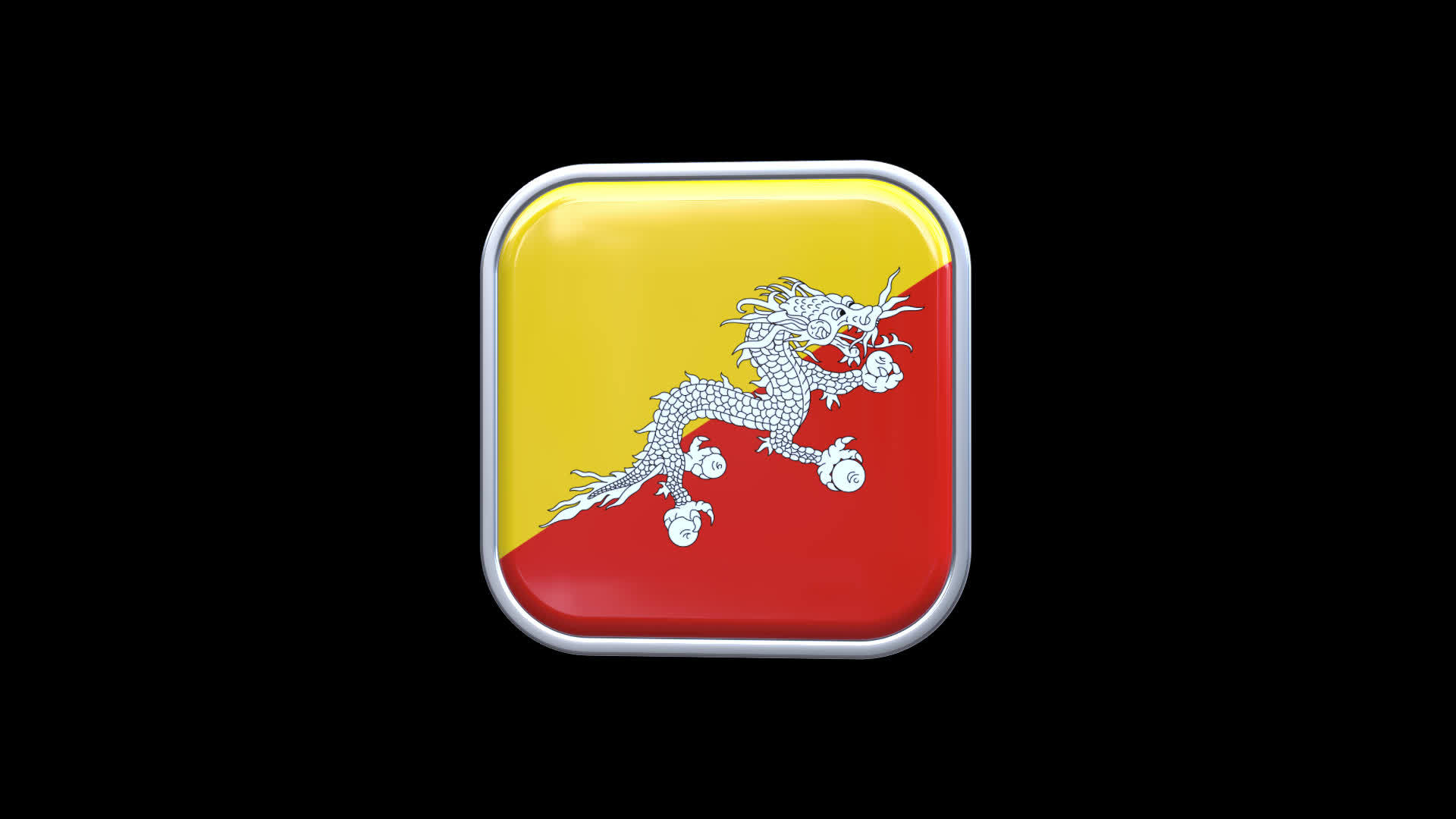 3d Bhutan Flag Square Icon Animation Transparent Background Free Video ...