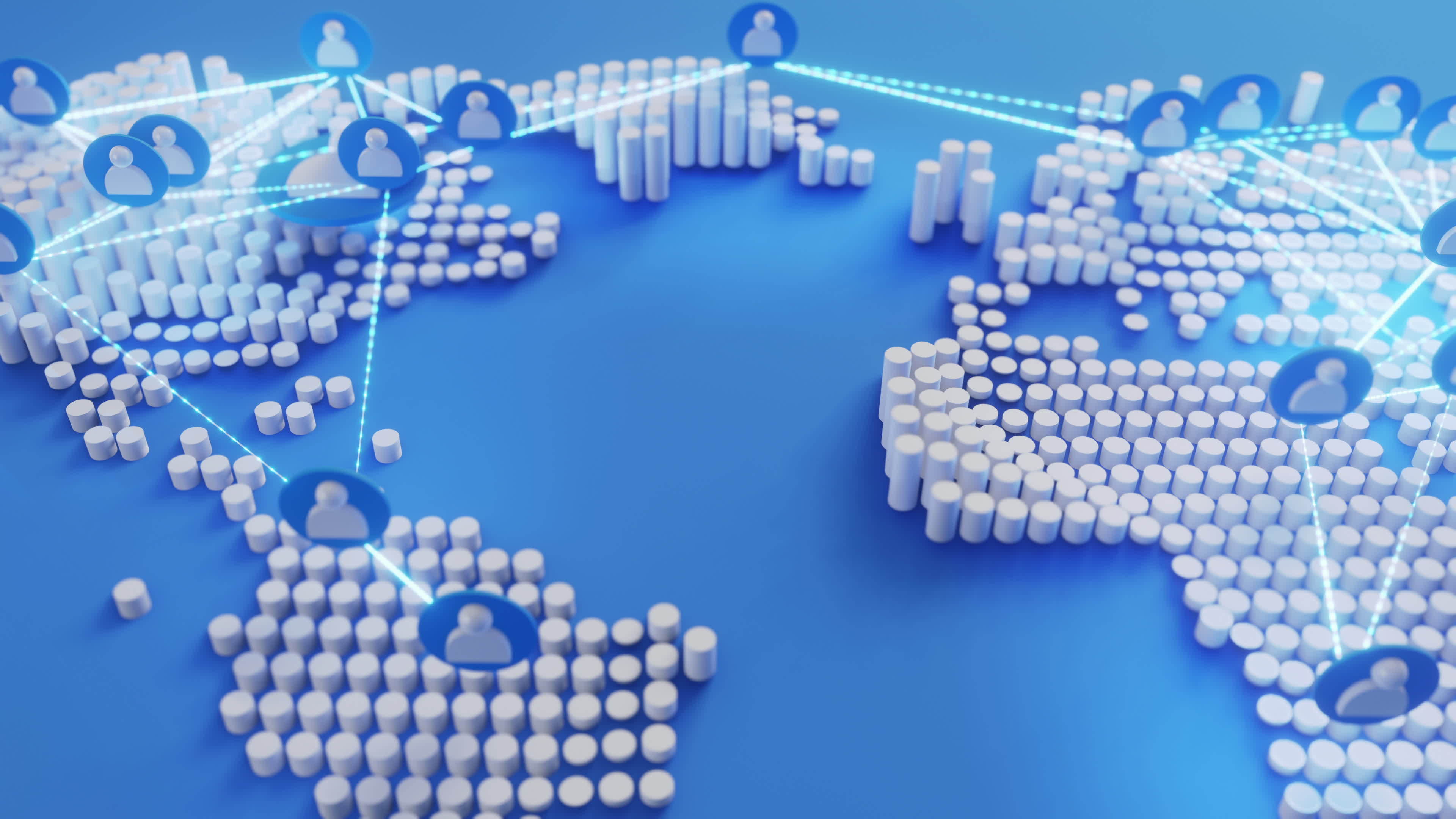 4k resolution,World map with icon person and line connection, concept social network ...