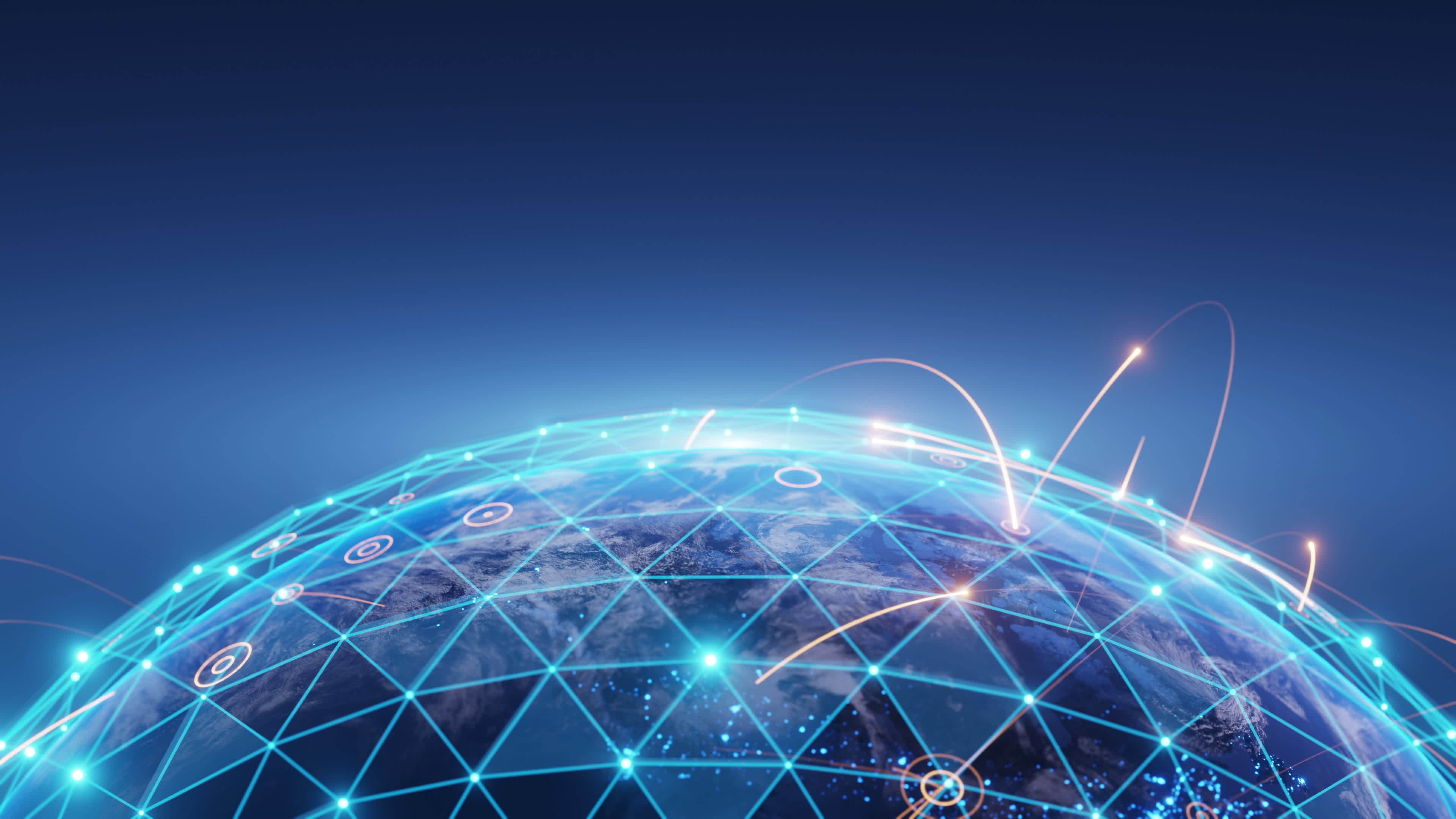 4K resolution, Digital Grid Over the Earth, futuristic style, A glowing ...