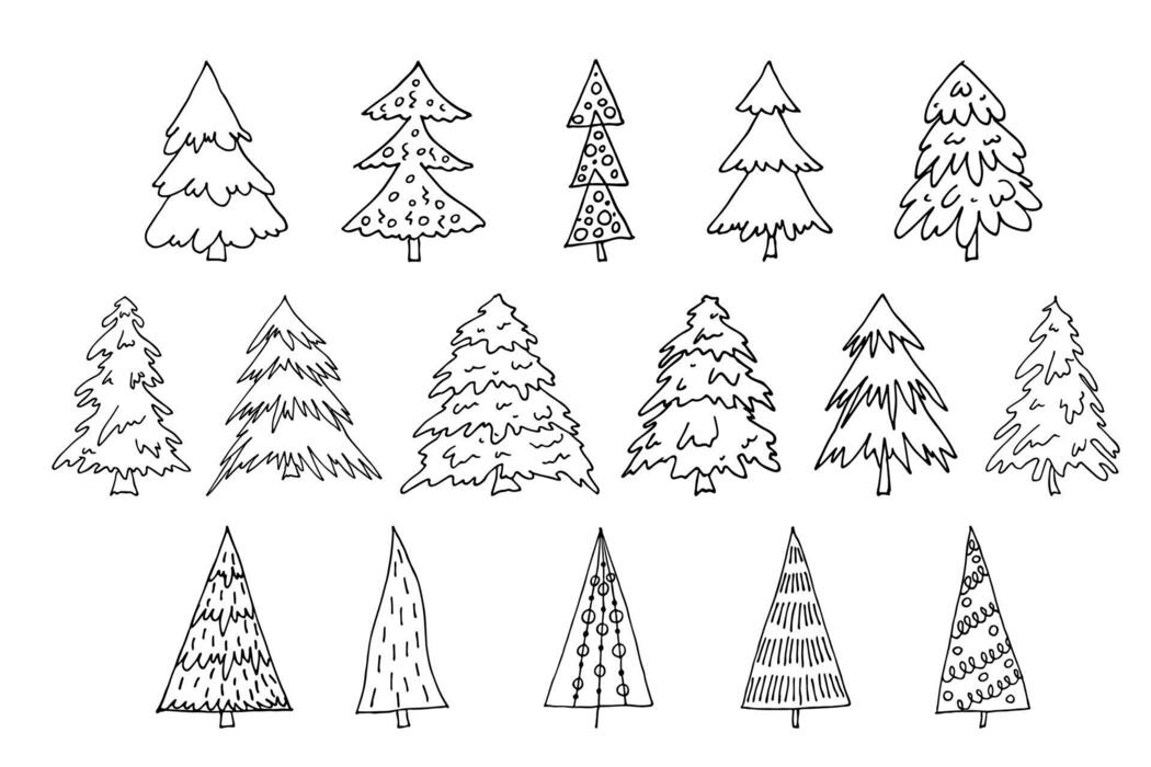 Pine Tree Line Drawing Vector Art, Icons, and Graphics for Free Download