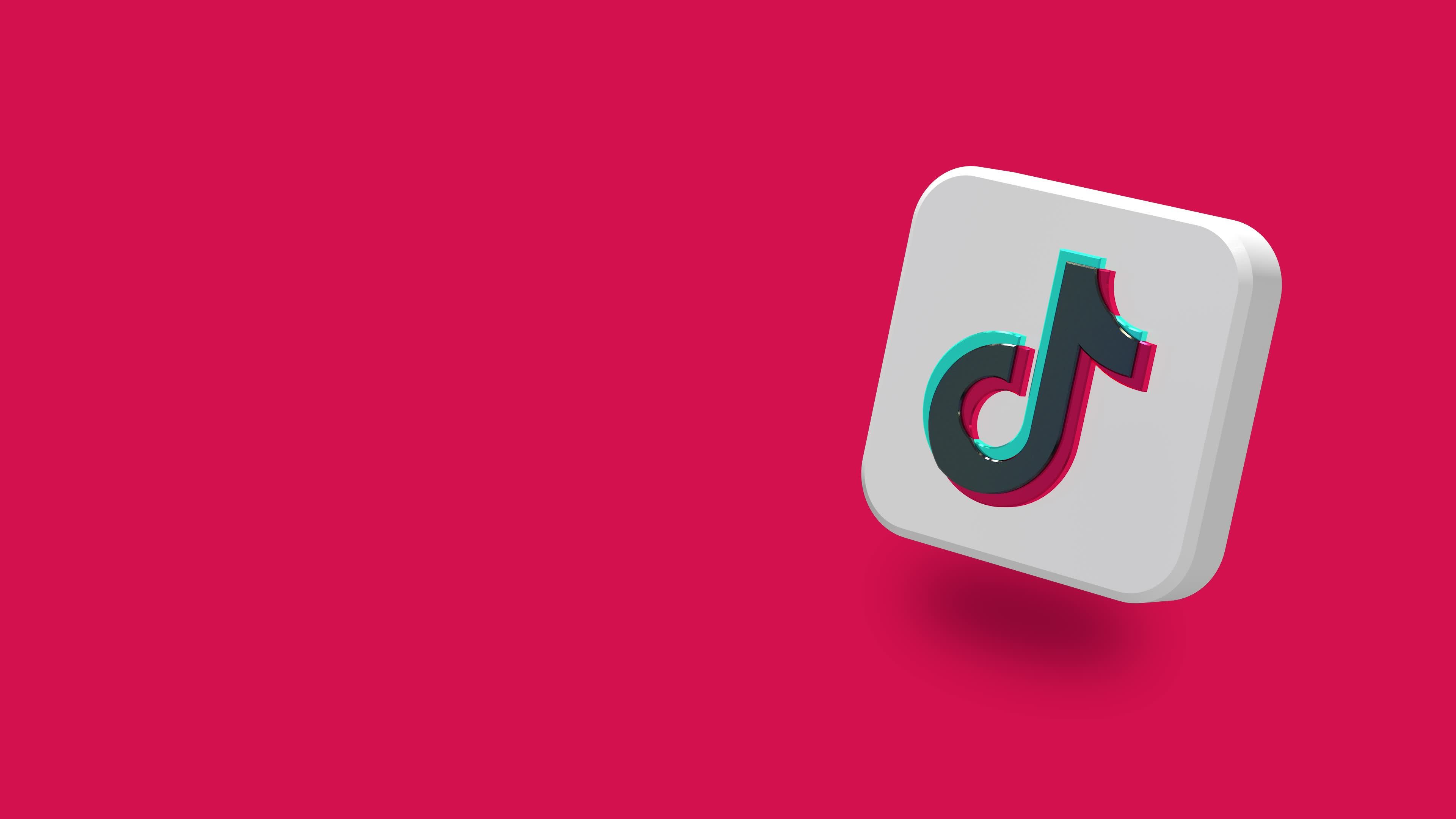 Tiktok App Large Size 3d Icon Rotating Space For Text On Right Side 3d Rendering Chroma Key