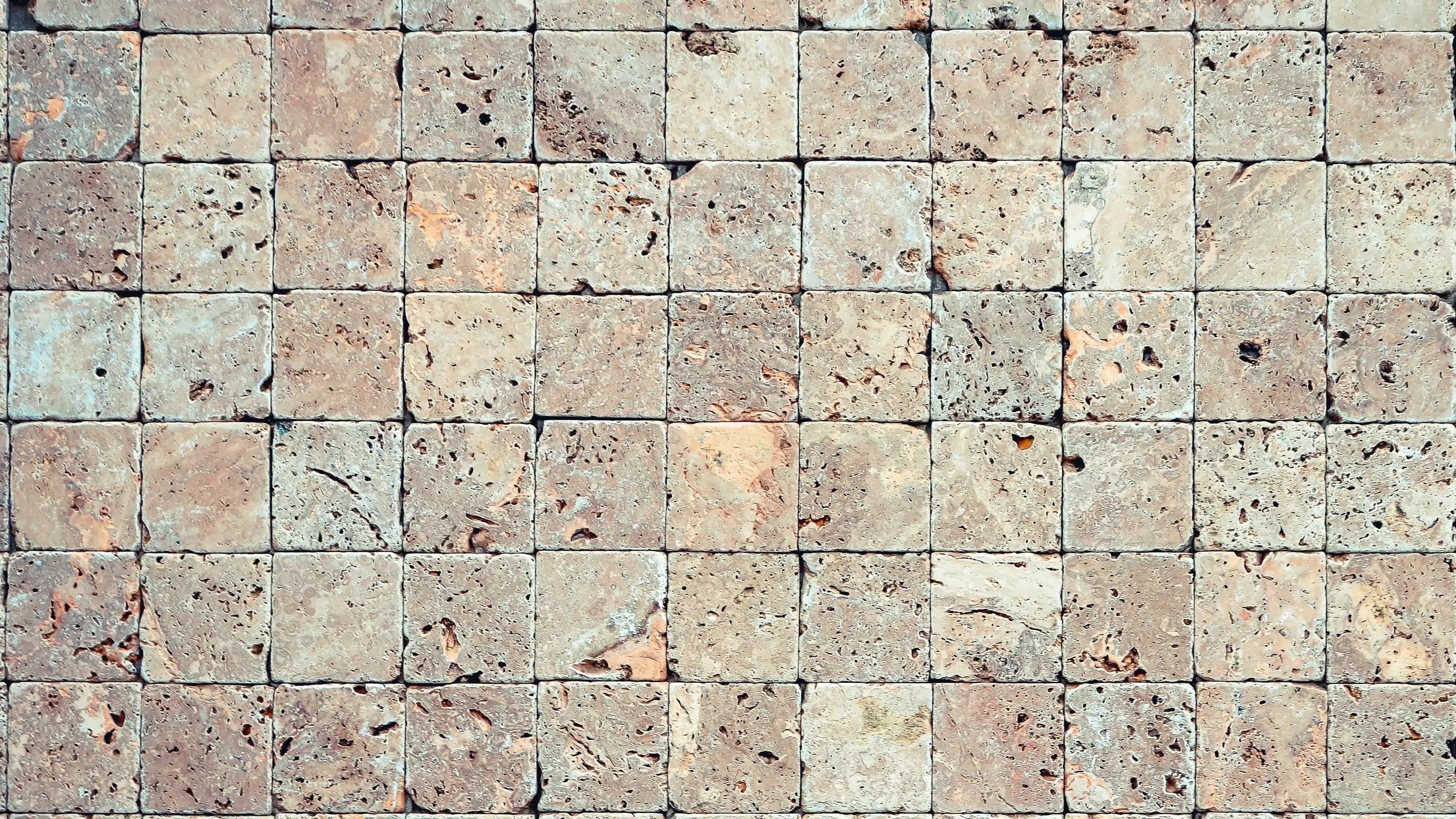 Square Stones Surface Background Seamless Loop Travertine Masonry Tiles Cladding Wall Texture
