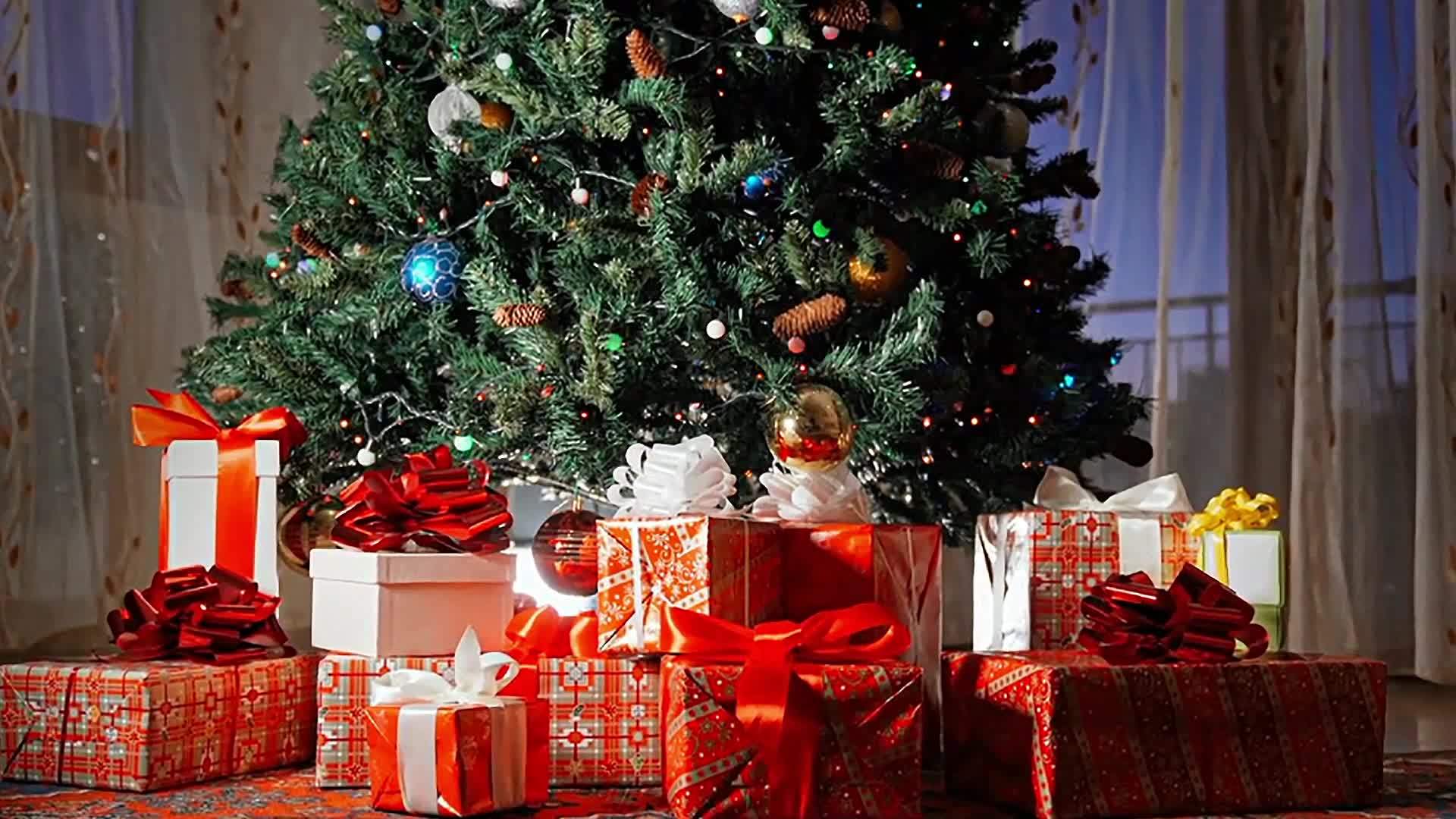 Many Gift Boxes And Christmas Decorations Under A Beautiful Decorated many-gift-boxes-and-christmas-decorations-under-a-beautiful-decorated