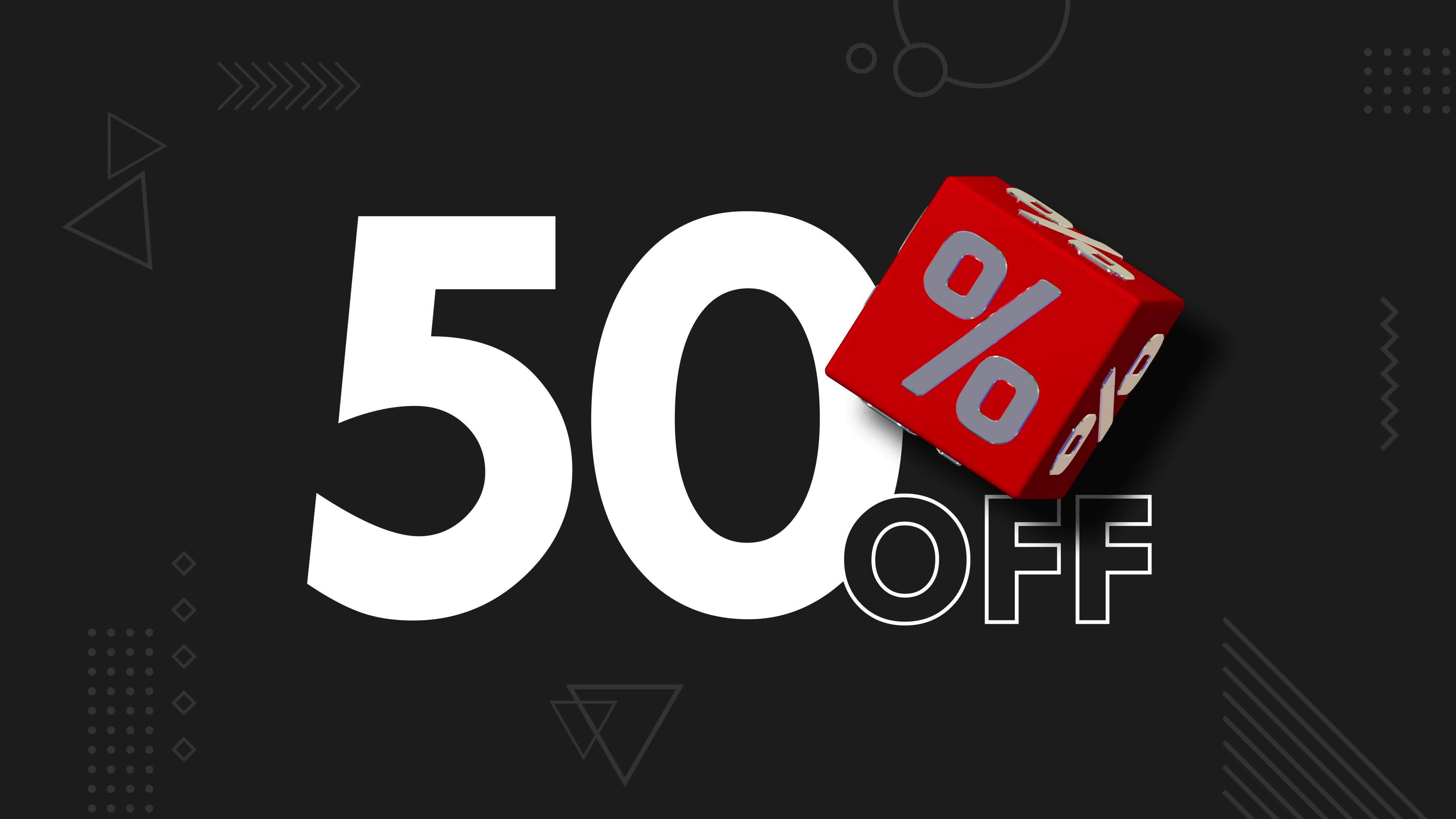Percentage 3d Cube Rotating On Fifty Percent Off 3d Rendering Chroma