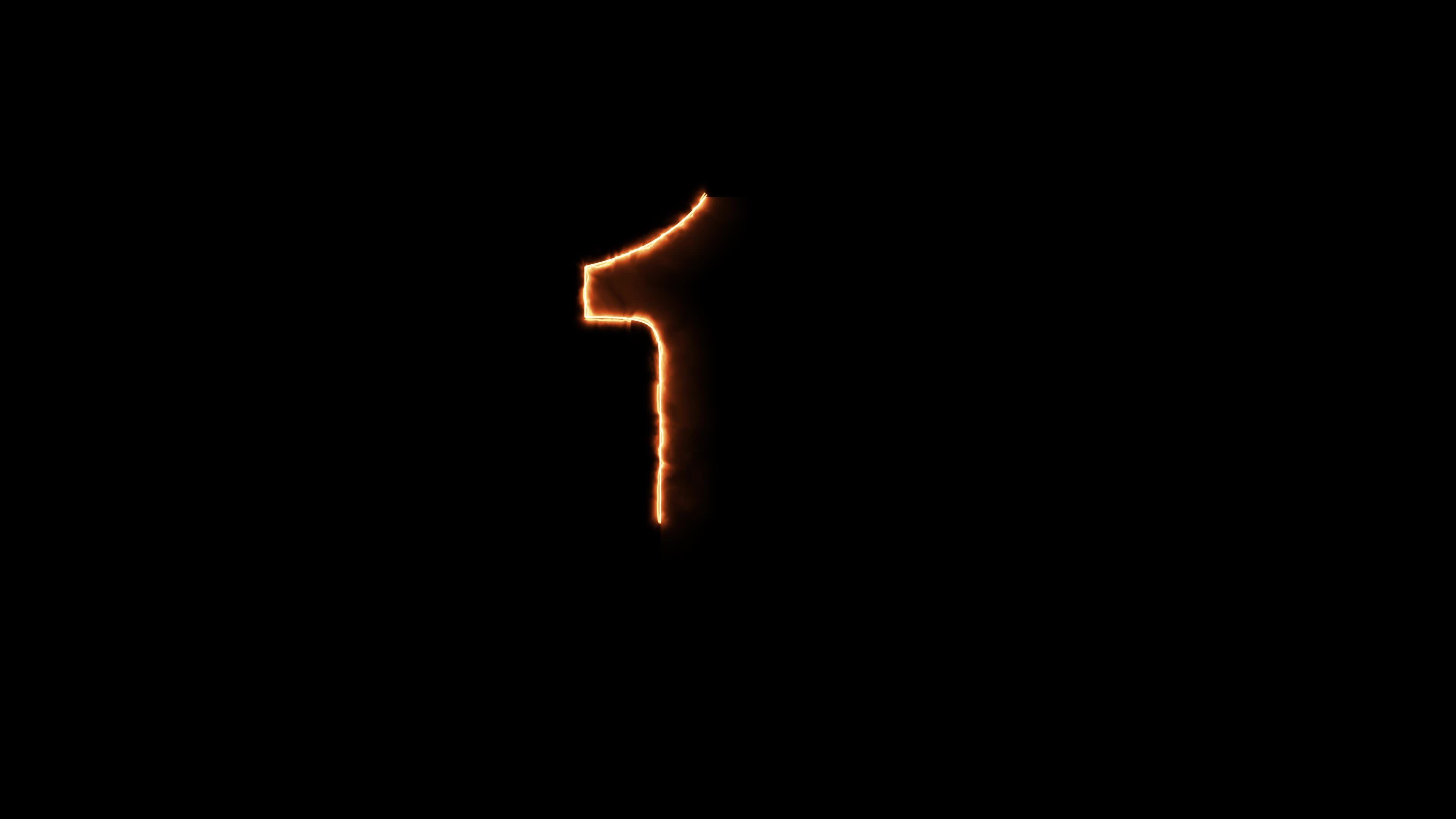 Number Countdown Glowing Orange Neon Line Animation Intro Scene Load
