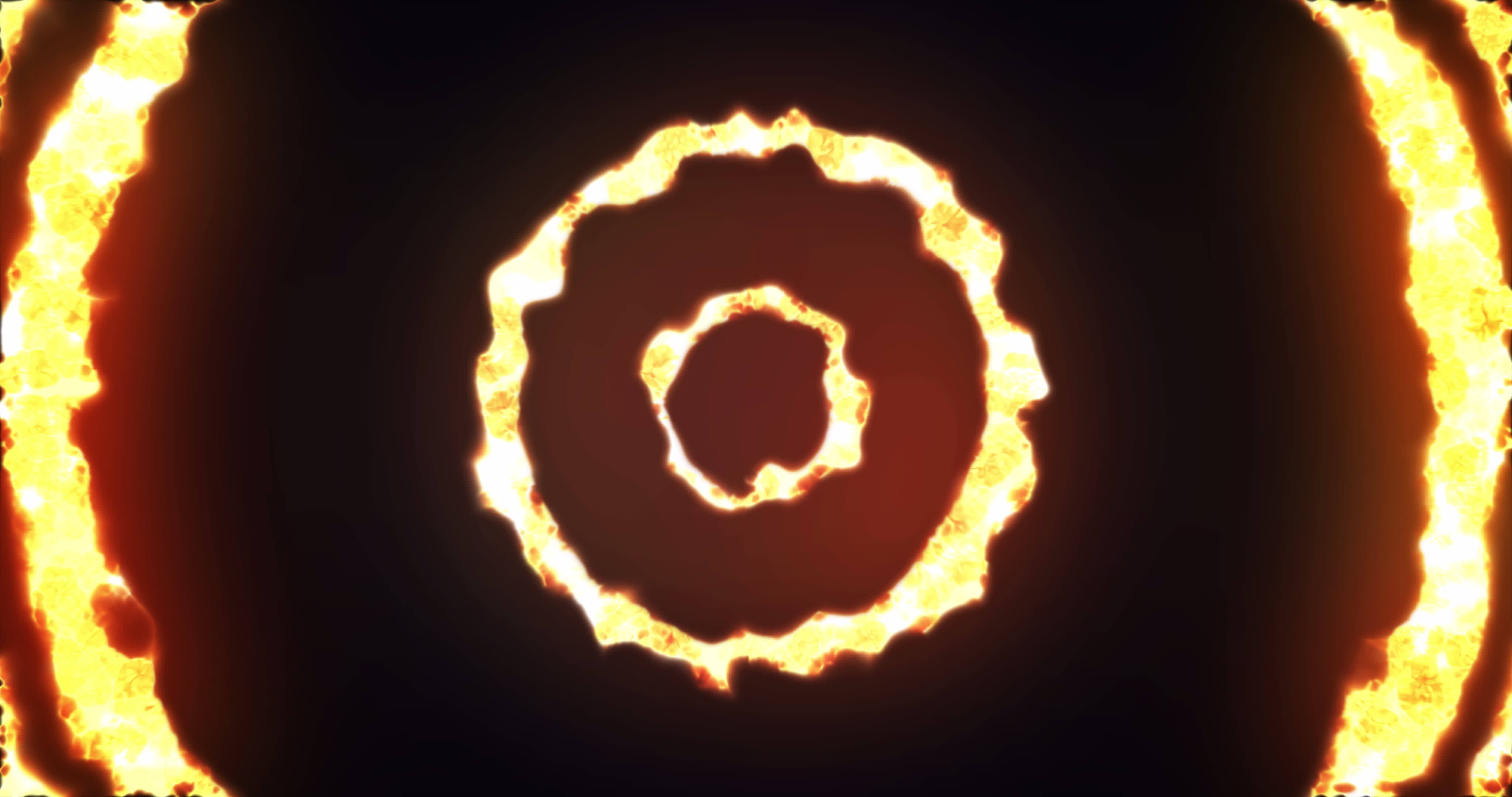Abstract background looped circles tunnel of flying yellow orange fiery ... Abstract background looped circles tunnel of flying yellow orange fiery ...