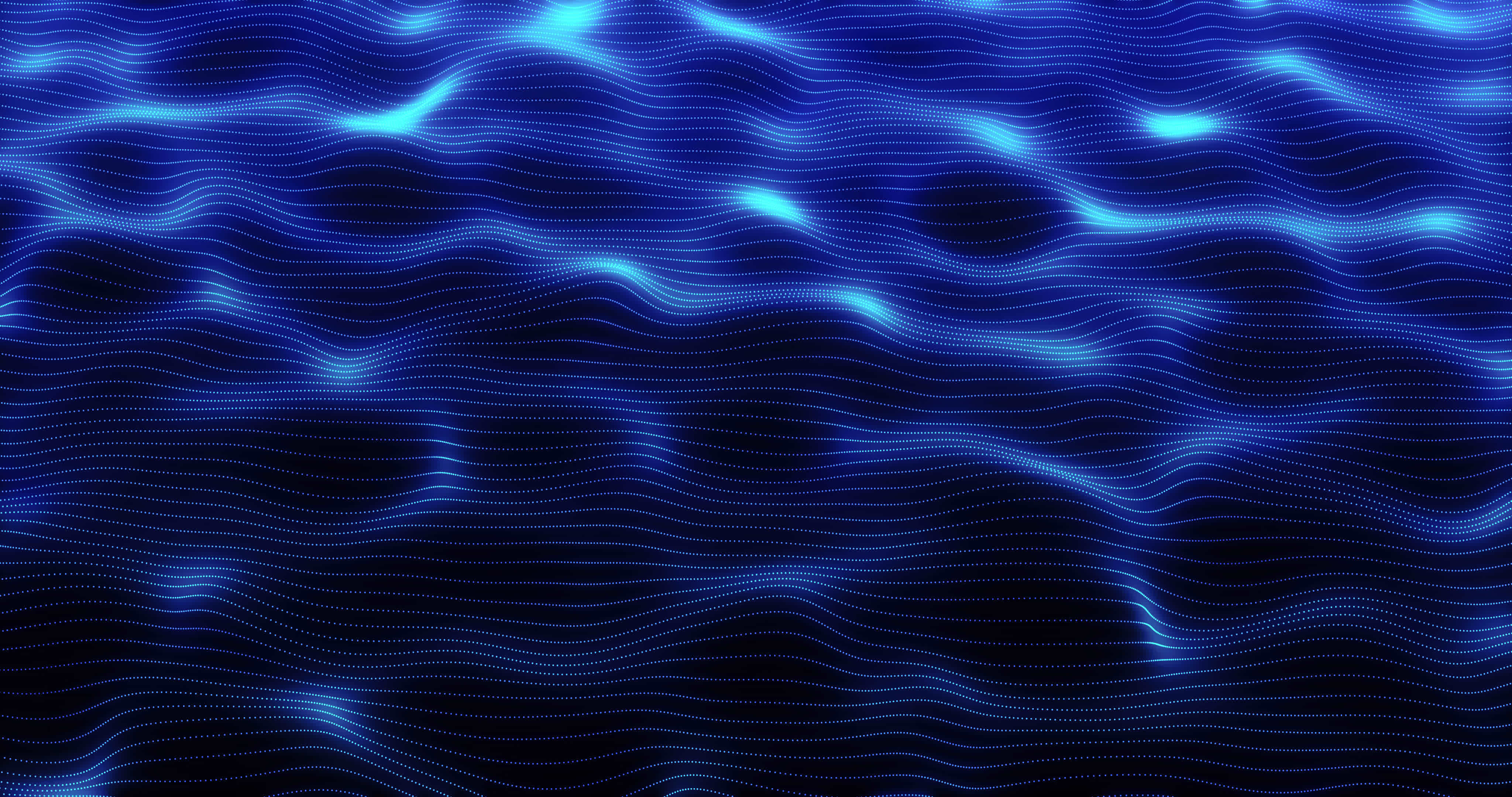 Blue energy waves from particle dots and stripes lines glowing ...