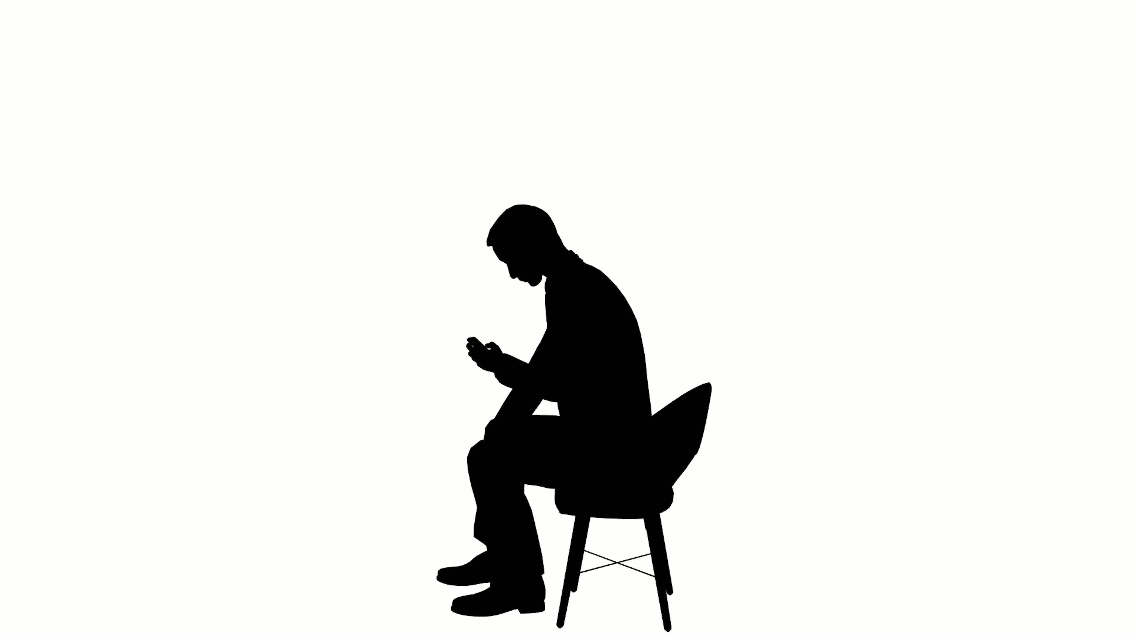 Silhouette People Sit Down On White Background Silhouette Black People