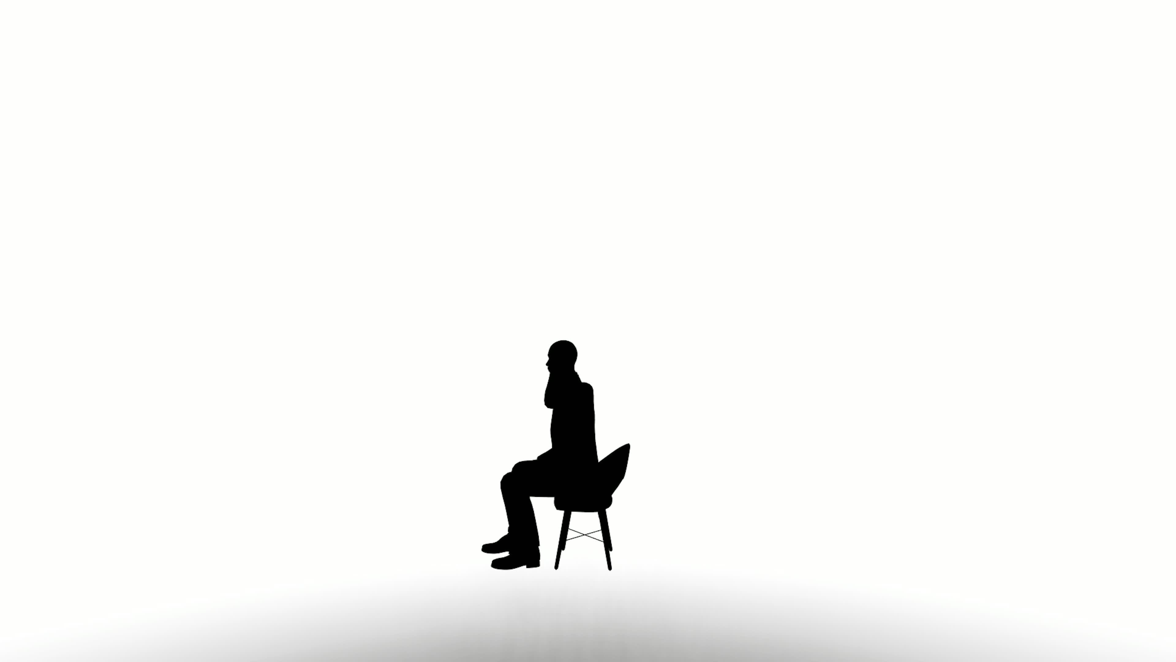 Silhouette People Sit Down On White Background Silhouette Black People